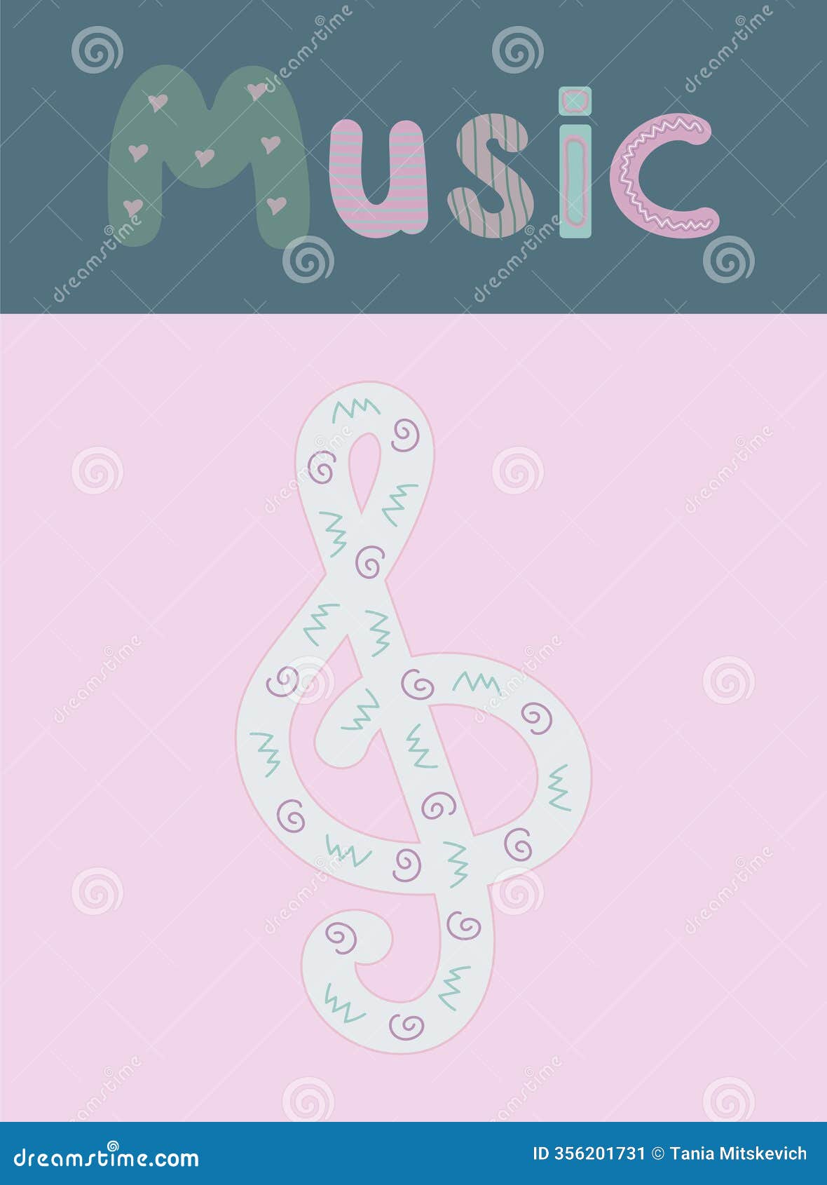 Music card treble clef stock vector. Illustration of audio - 356201731