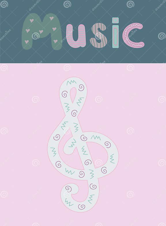 Music card treble clef stock vector. Illustration of audio - 356201731