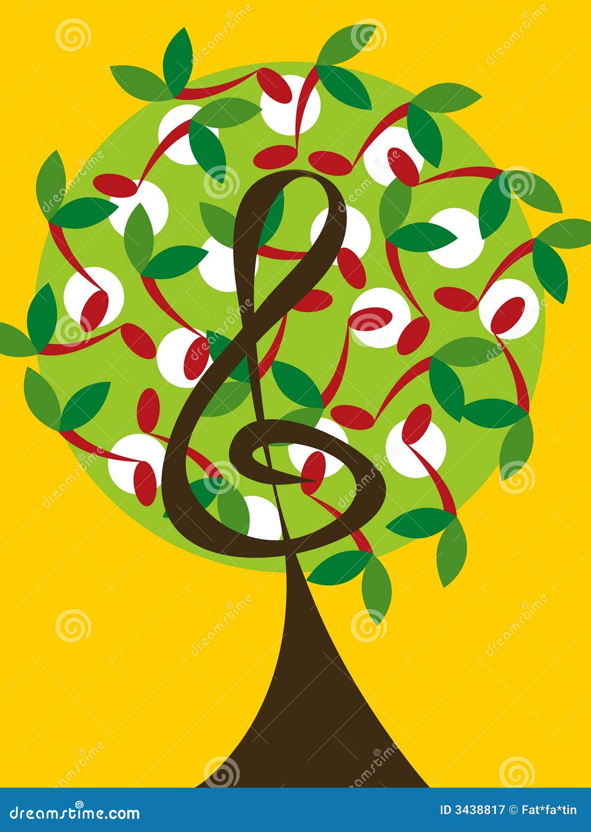 Music cherry notes tree stock vector. Image of note, happy - 3438817
