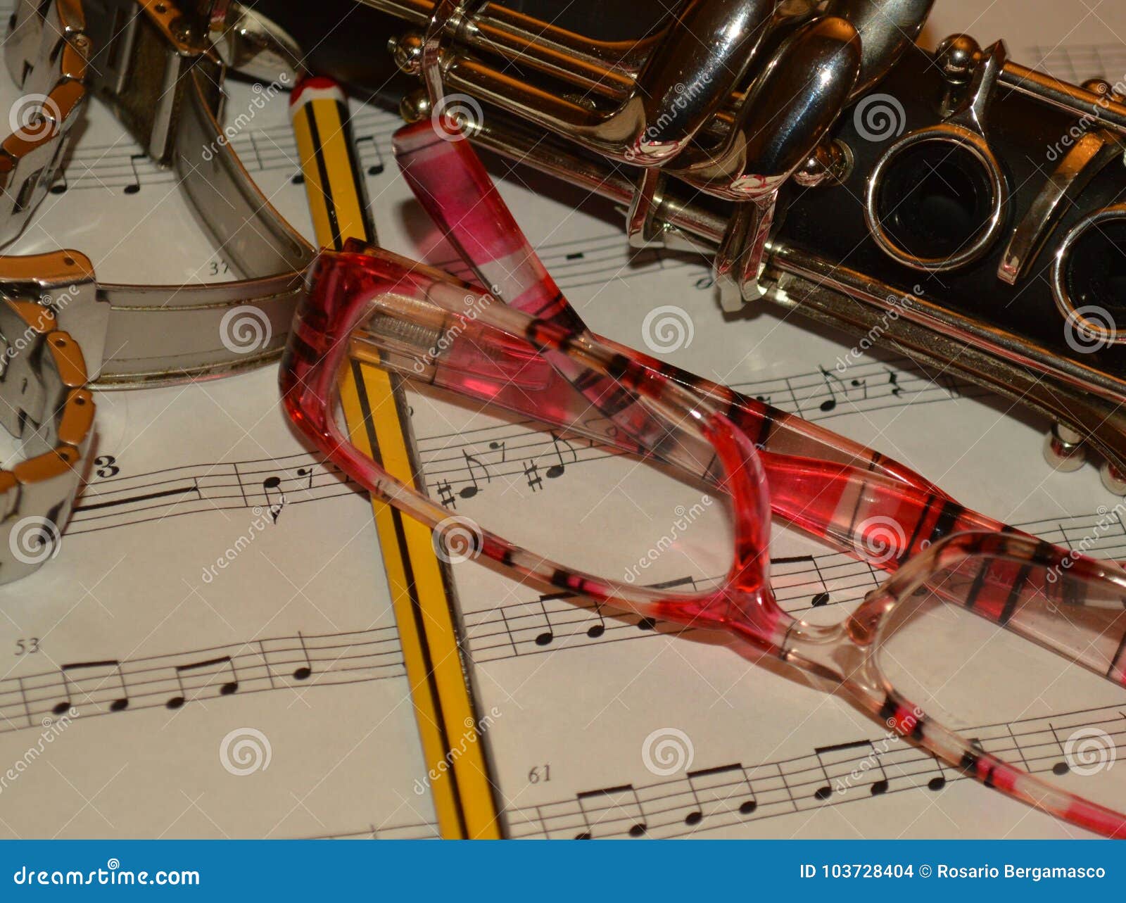 Music stock photo. Image of glasses, music, clarinet - 103728404