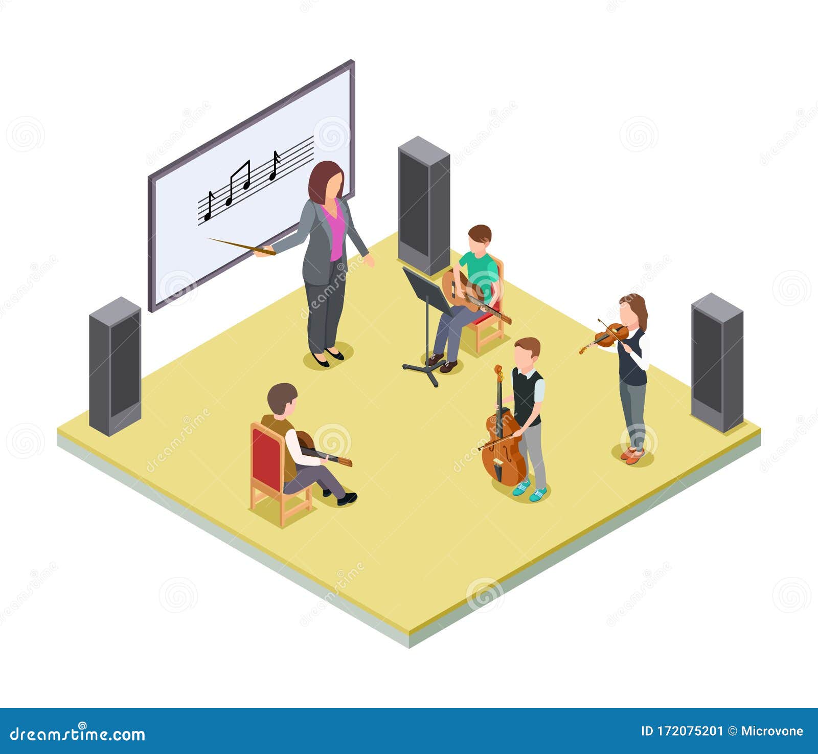Music Class. School Orchestra Lesson Vector Concept Stock Vector ...