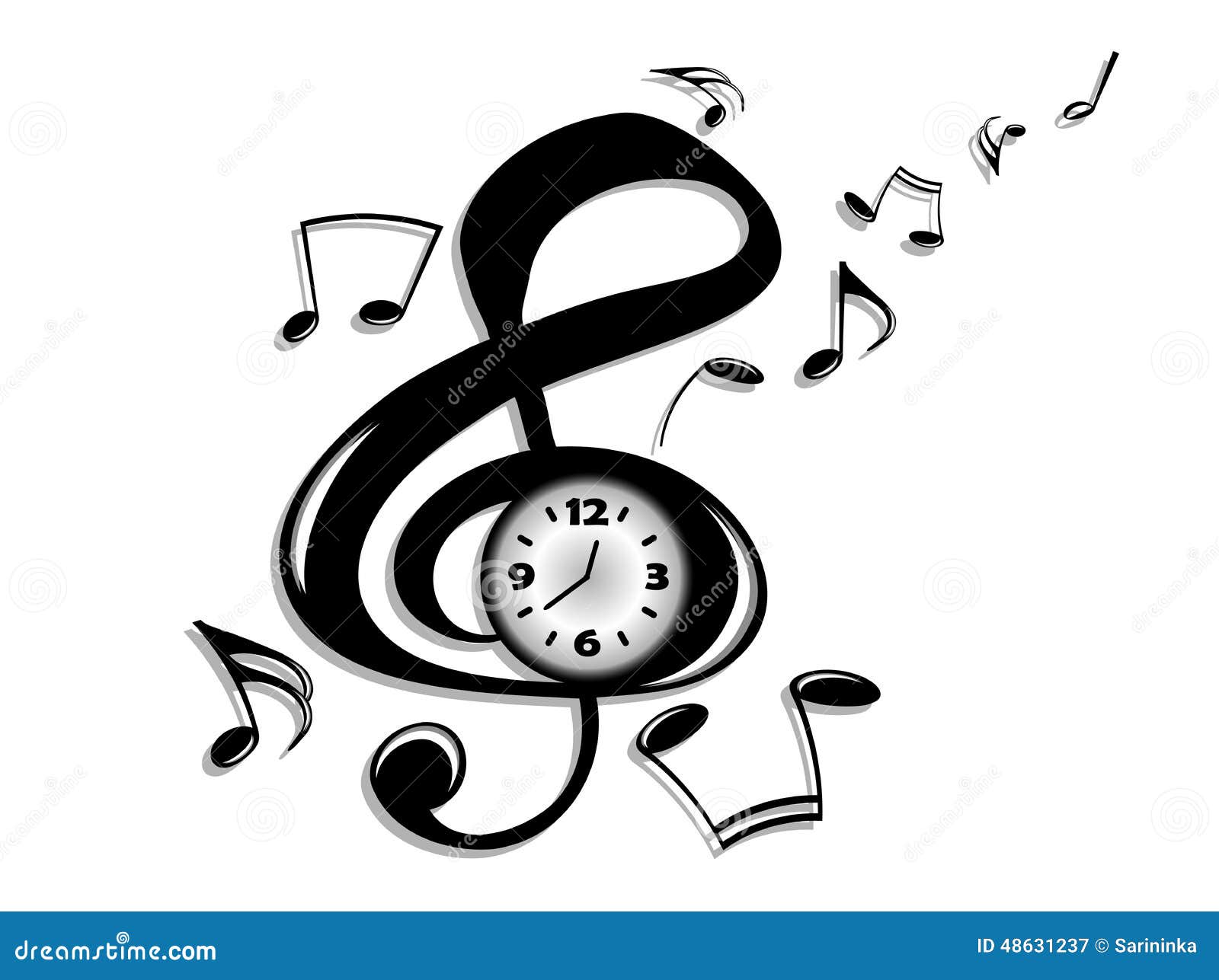 Music clock stock vector. Illustration of timer, time - 48631237