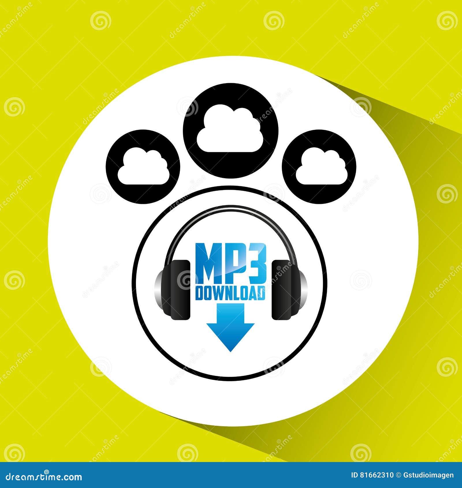 Music Cloud Connection Download Mp3 Graphic Stock Vector - Illustration ...