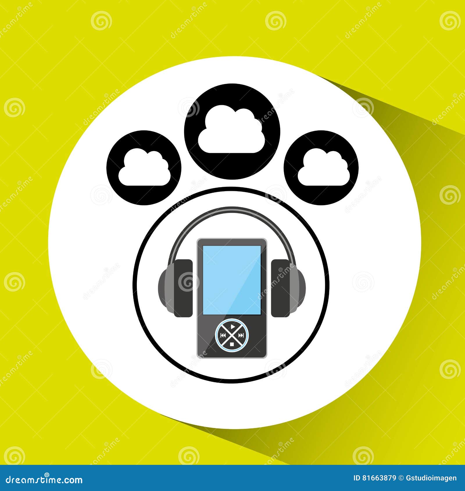 Music Cloud Connection Headphone Mp3 Graphic Stock Vector ...