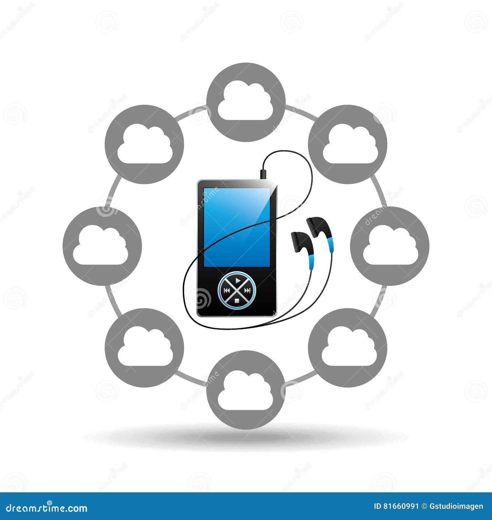 Music Cloud Connection Mp3 Digital Graphic Stock Vector - Illustration ...