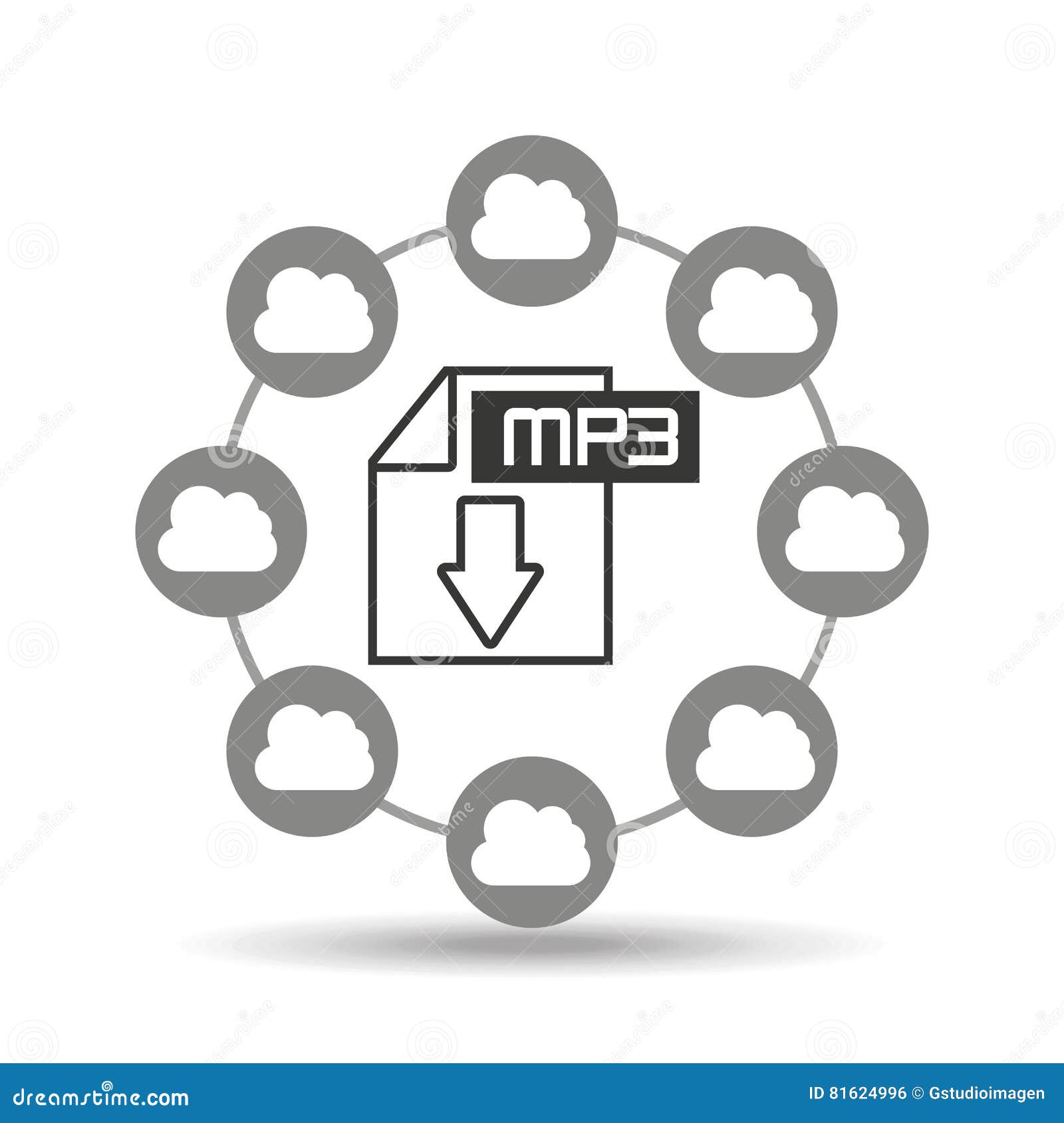 Music Cloud Connection Mp3 File Graphic Stock Vector - Illustration of ...