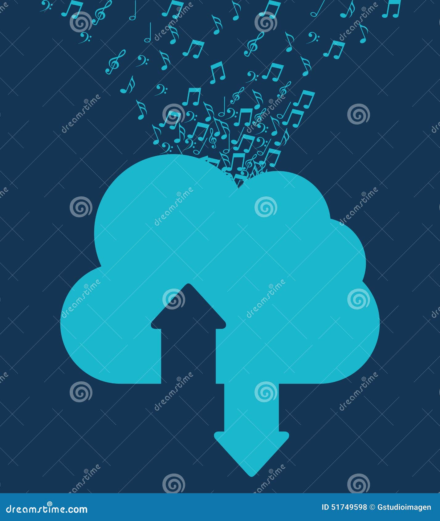 Music cloud stock vector. Illustration of flow, audio - 51749598