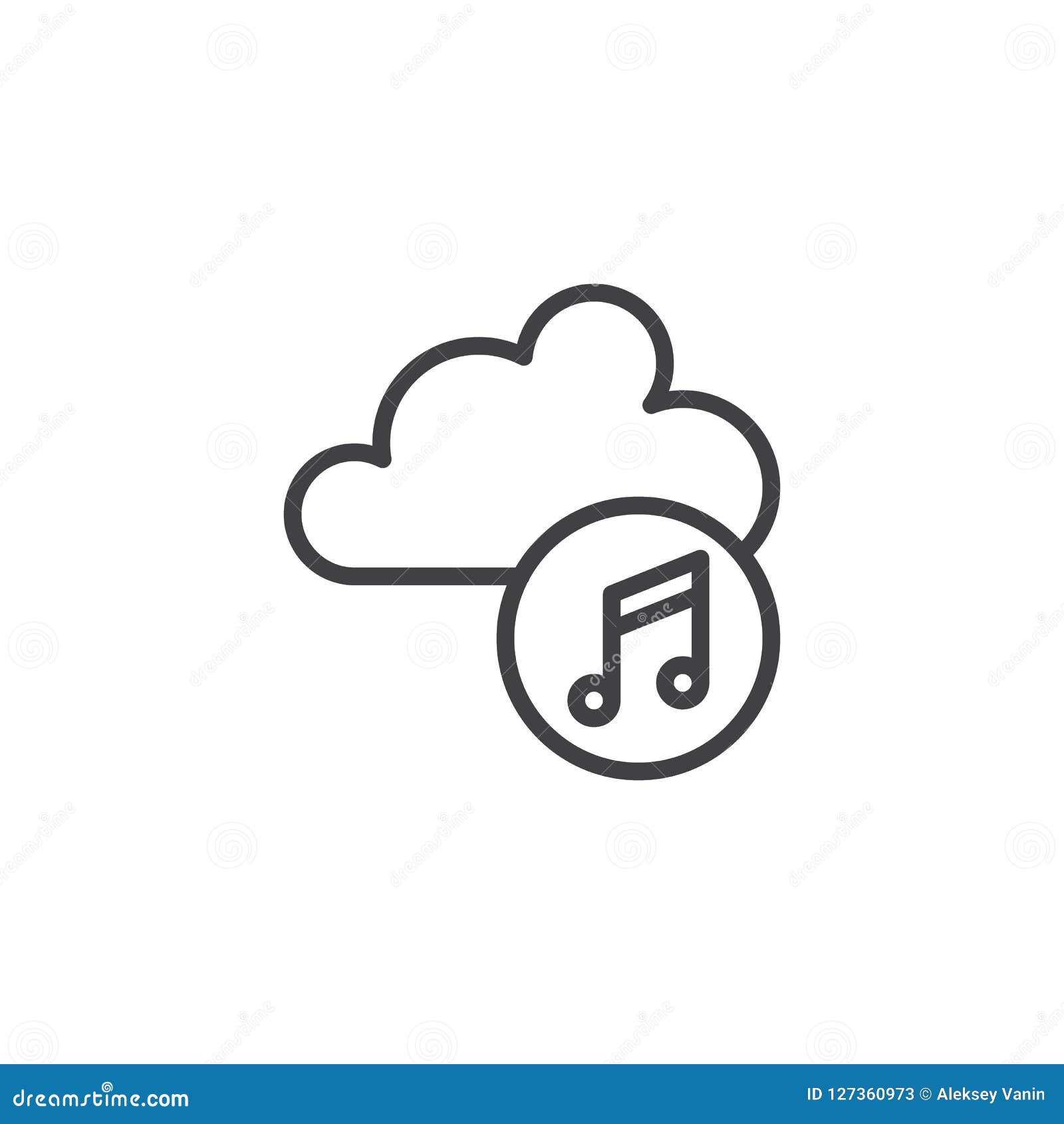 Music cloud outline icon stock vector. Illustration of data - 127360973