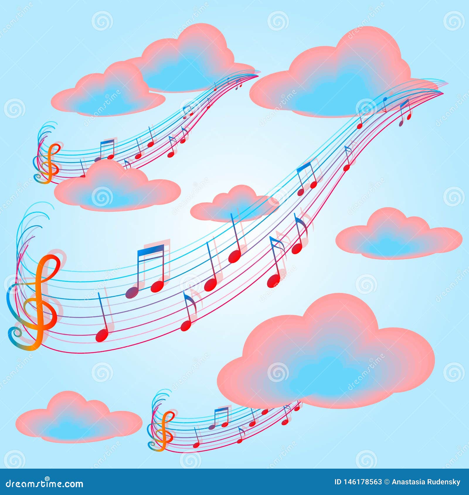 Music in the clouds stock vector. Illustration of imagination - 146178563