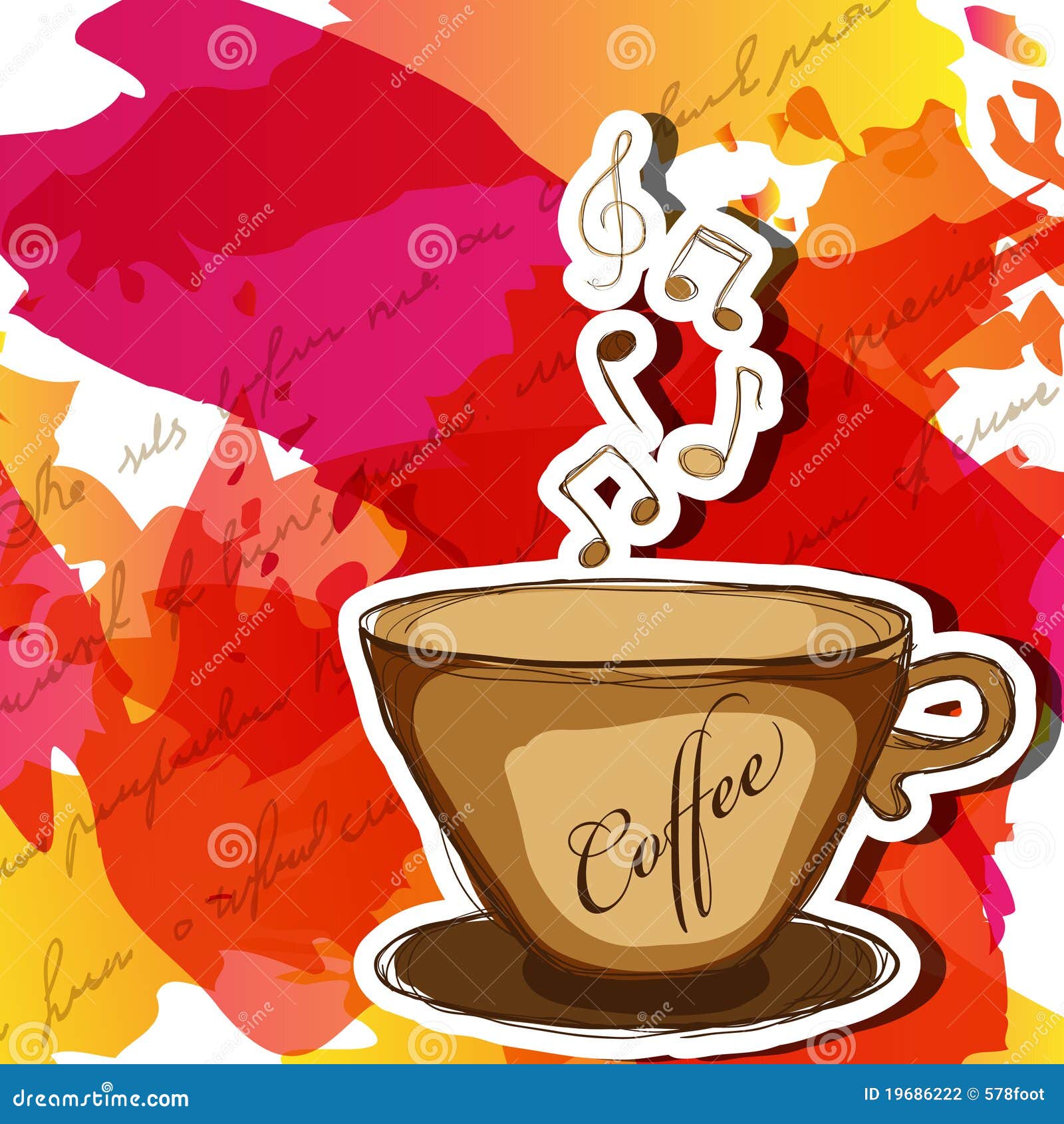 Music coffee stock vector. Illustration of sticker, chocolate - 19686222
