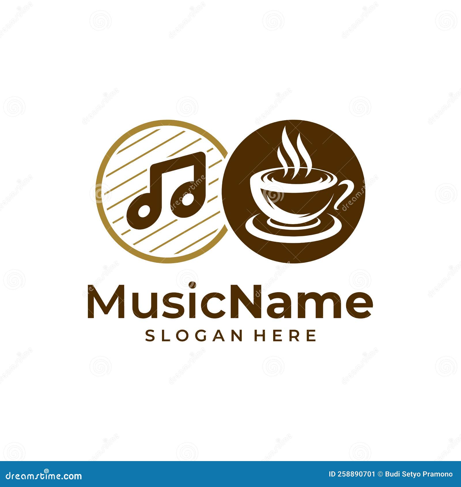 Music Coffee Logo Vector Icon Illustration. Coffee Music Logo Design ...
