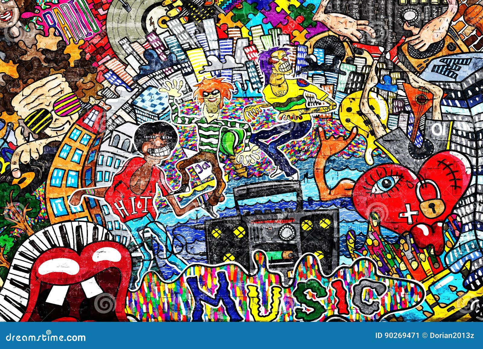 Music collage stock illustration. Illustration of creativity - 90269471