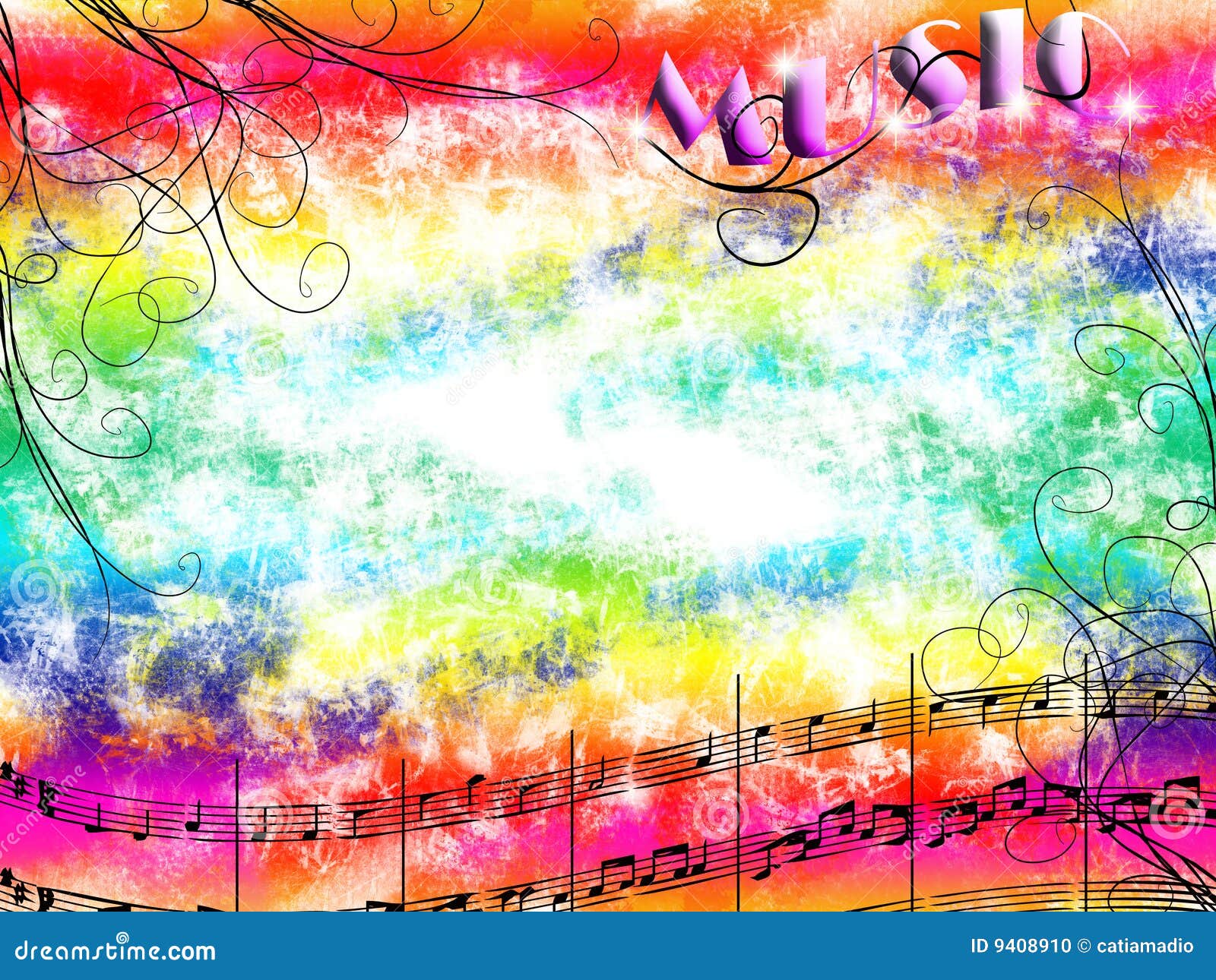 Music and colors stock illustration. Illustration of frame - 9408910