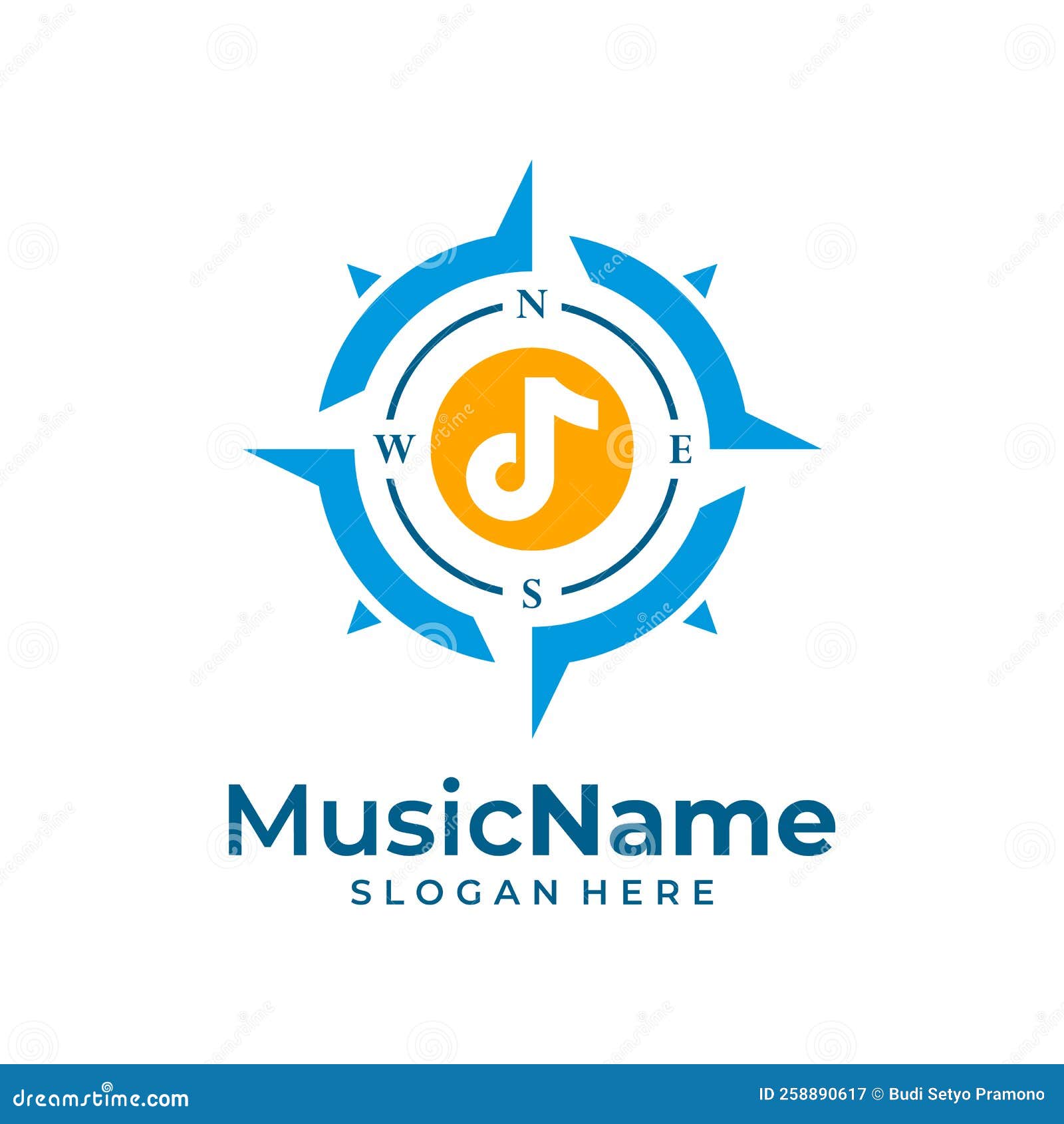 Music Compass Logo Vector Icon Illustration. Compass Music Logo Design ...