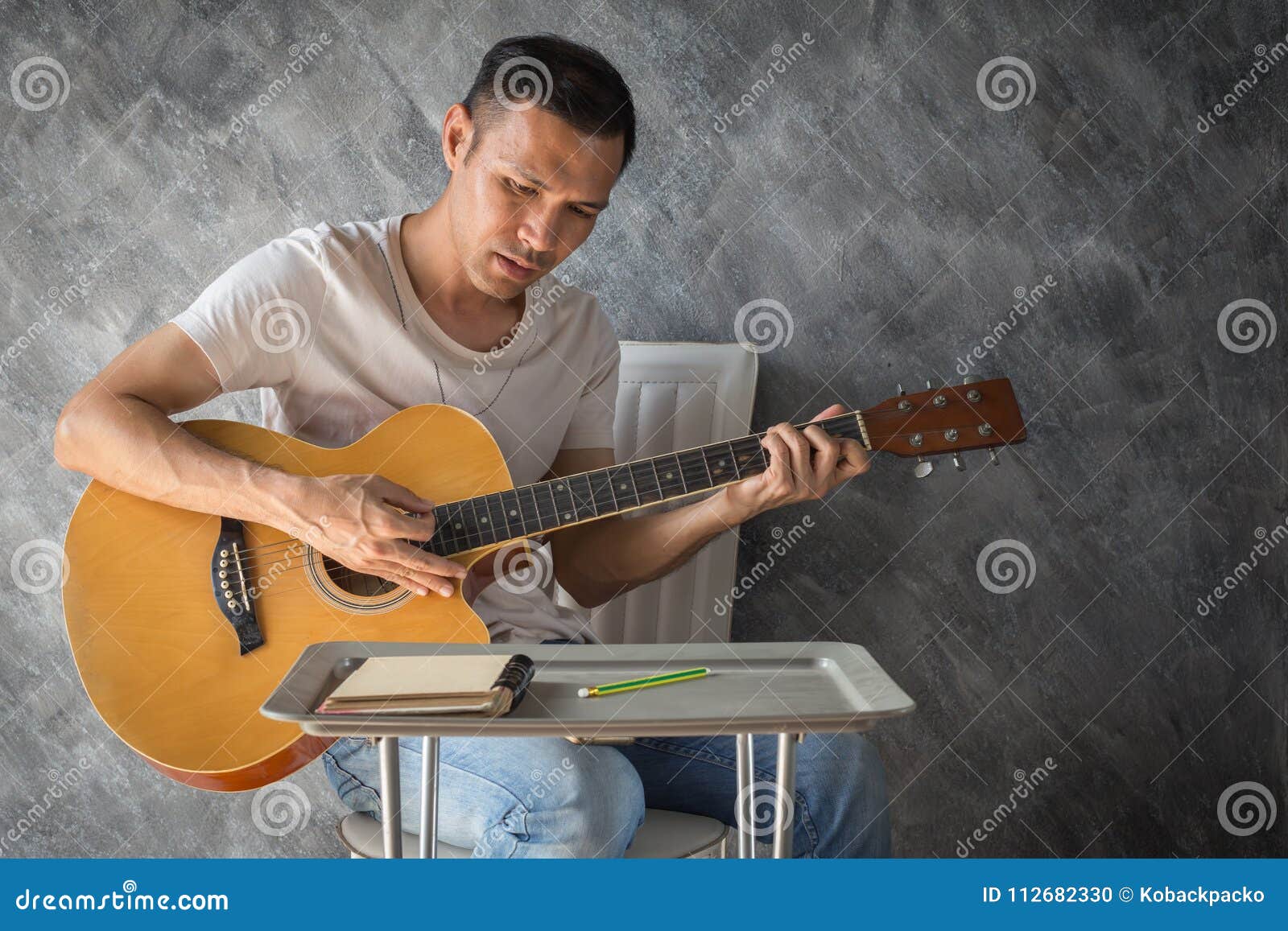 Music composing stock photo. Image of hand, home, interior - 112682330