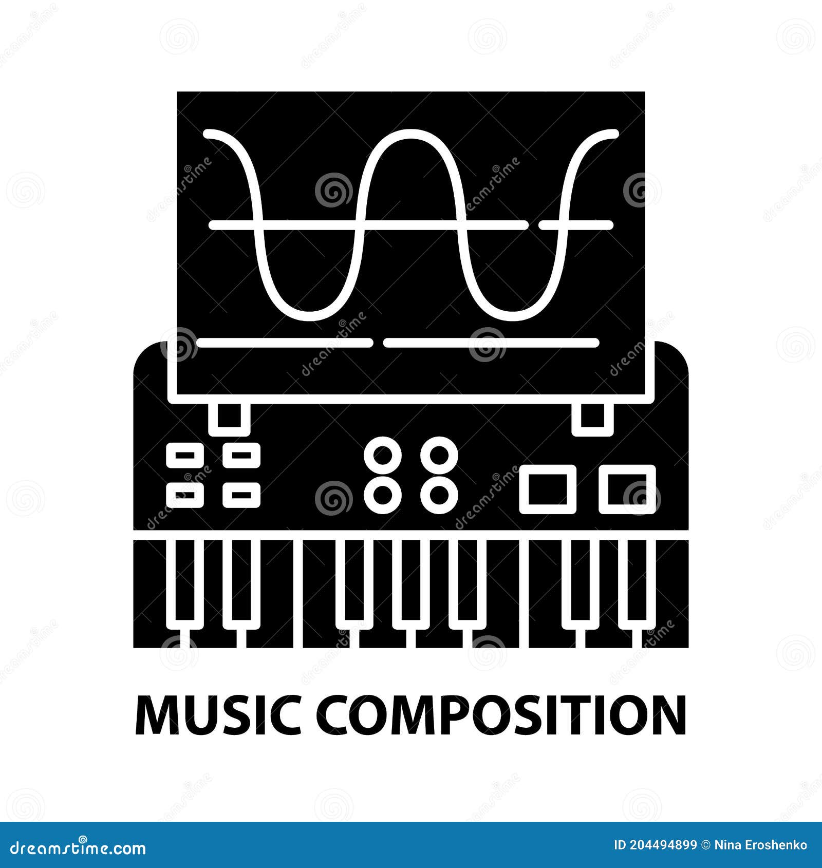 Music Composition Icon, Black Vector Sign with Editable Strokes ...