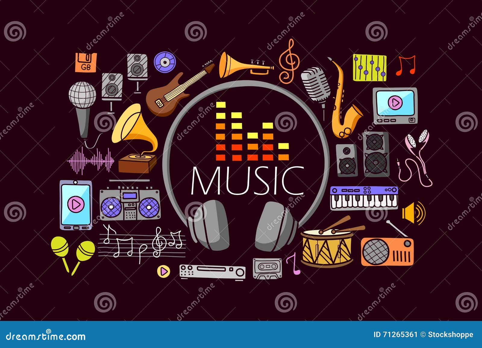 Music Concept for Web Design Template Stock Vector - Illustration of ...