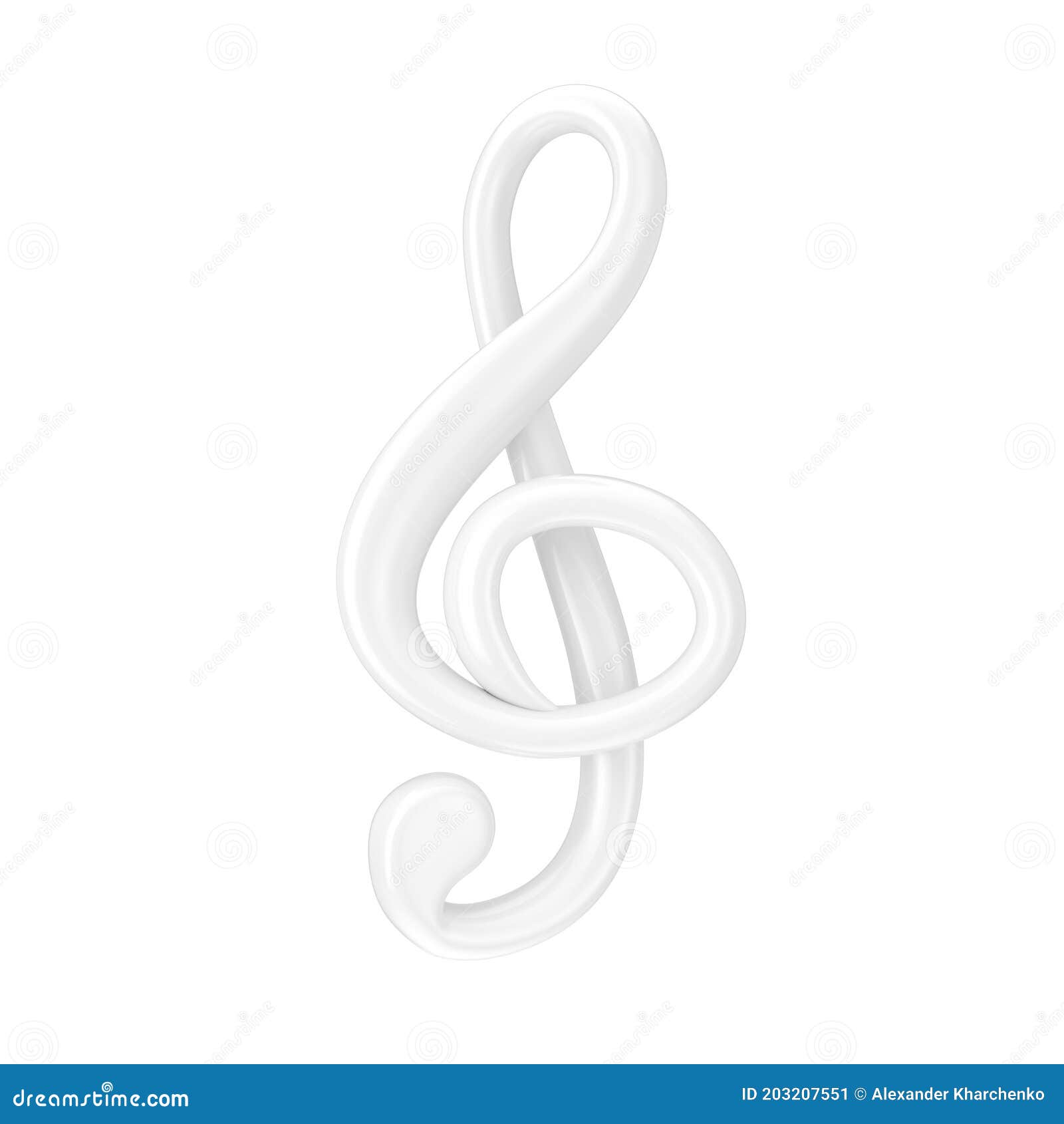 Music Concept. White Treble Clef Sign in Clay Style. 3d Rendering Stock ...