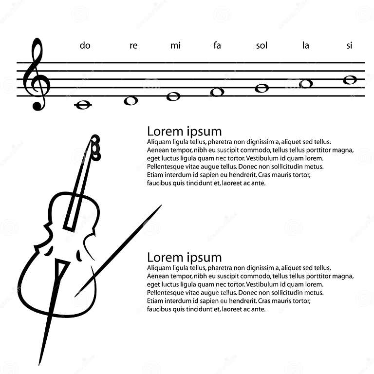 Music Contrabass Abstract Treble Clef Notes Vector Background Stock Vector Illustration Of