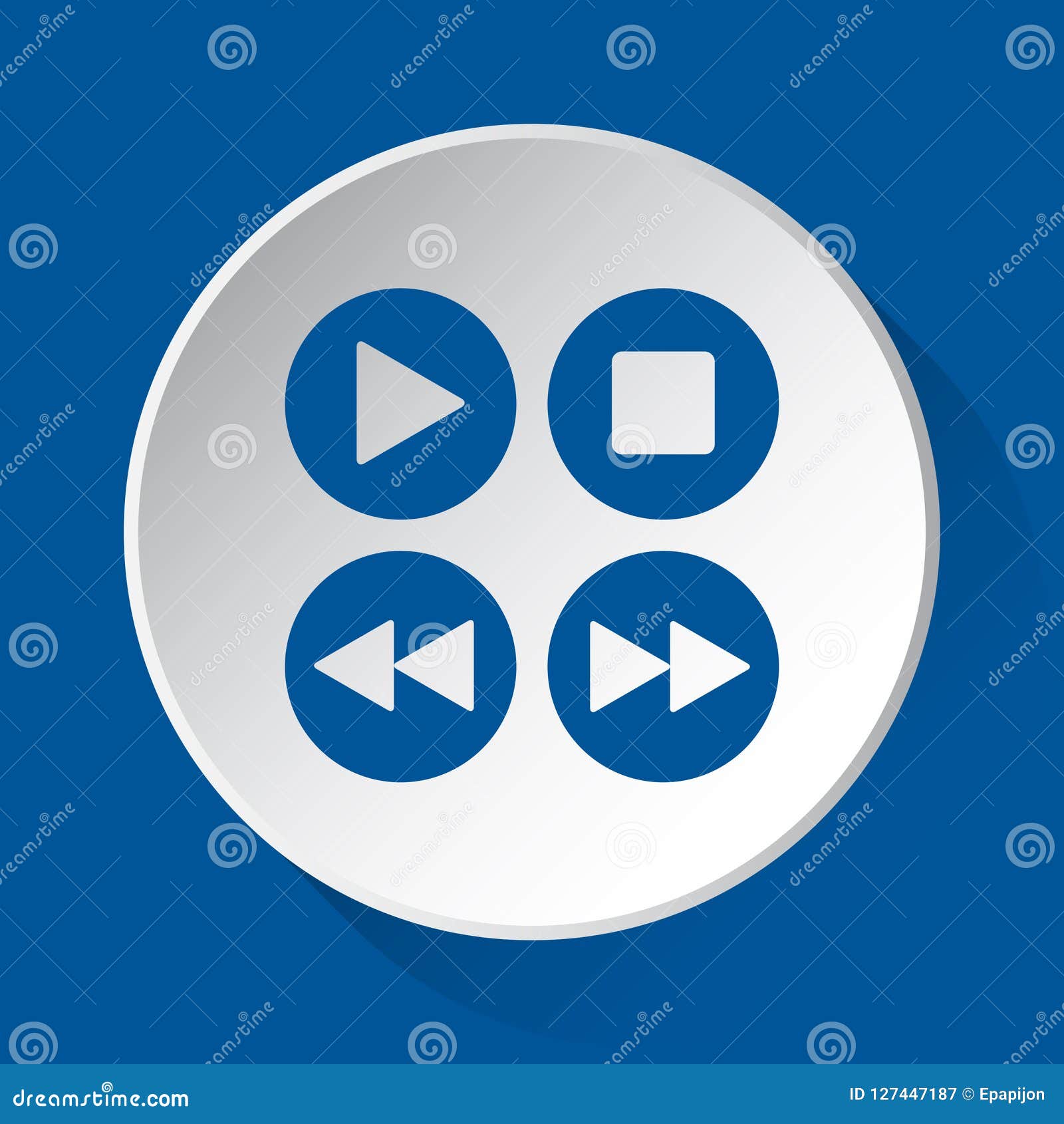 Music Control Buttons - Blue Icon on White Button Stock Vector ...