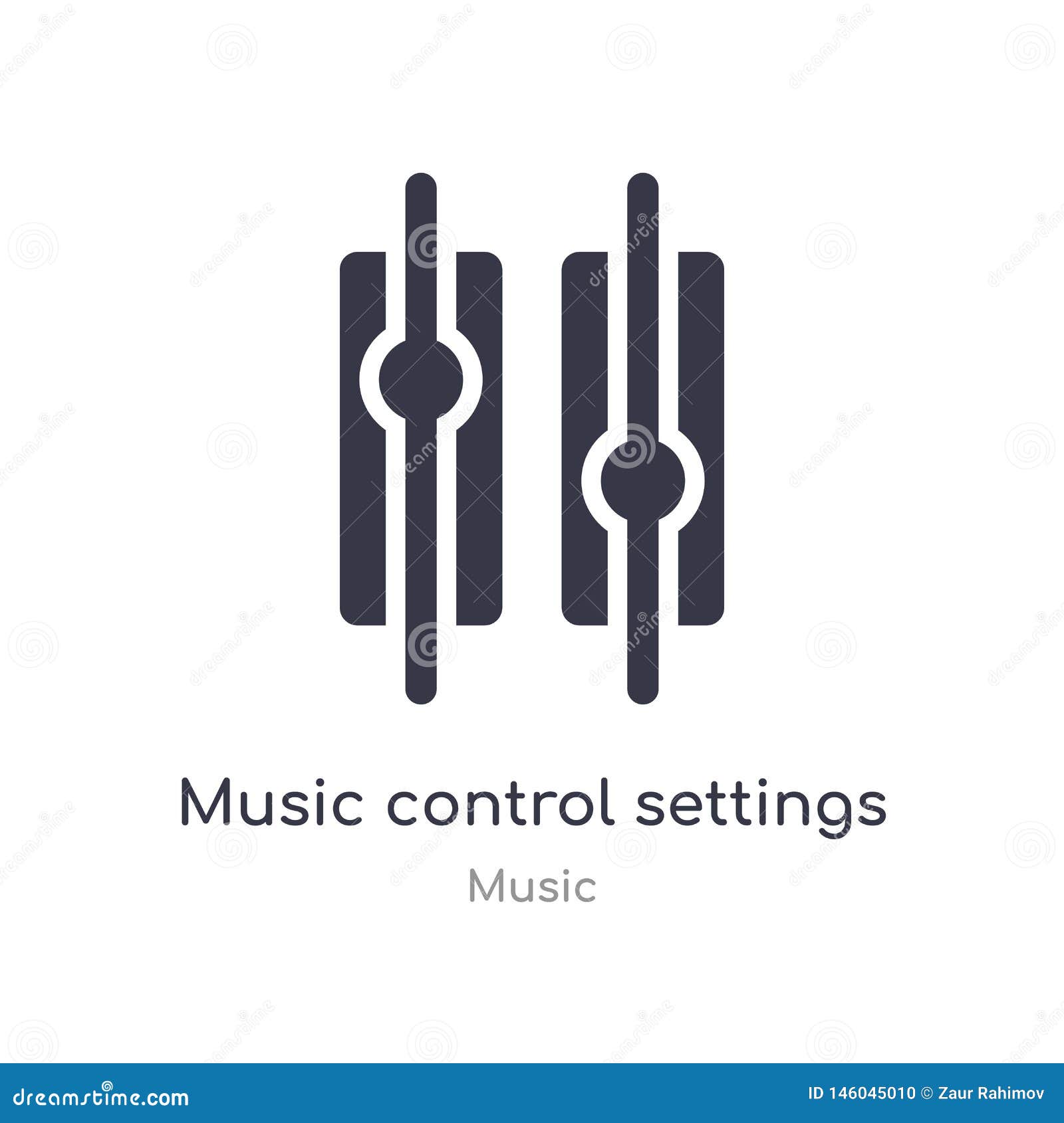 Music Control Settings Button Outline Icon. Isolated Line Vector ...