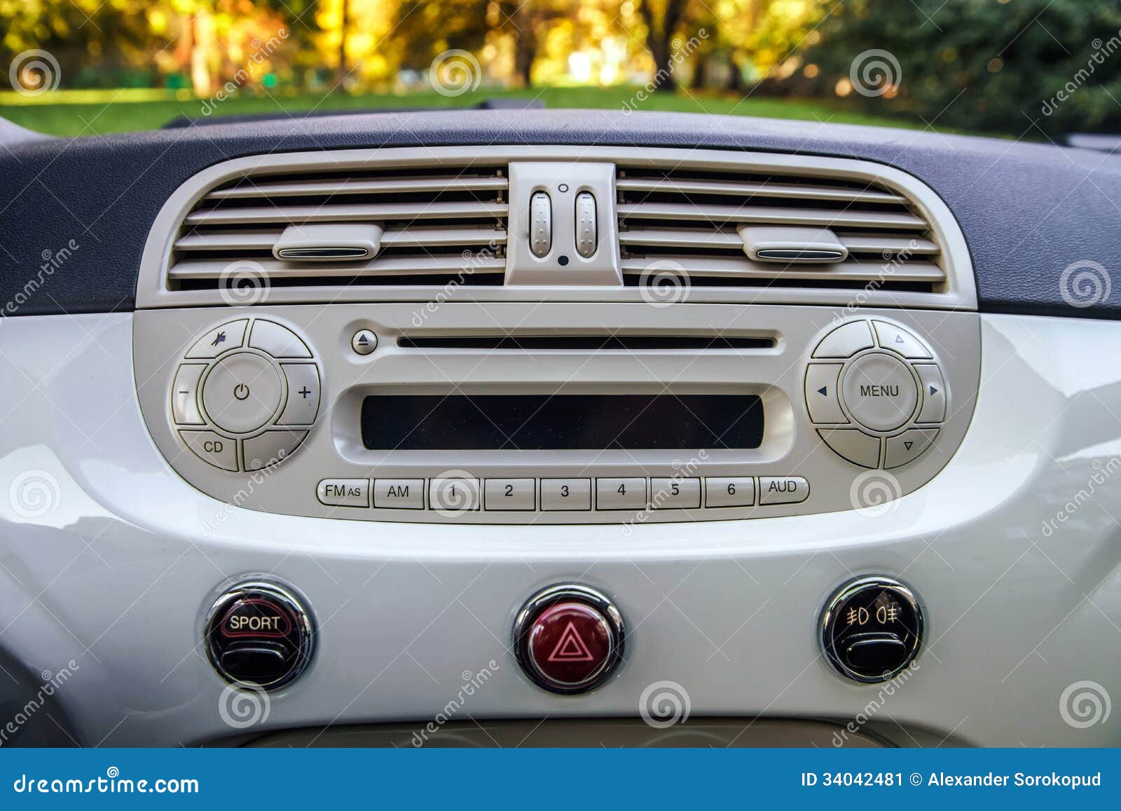 Music control in small car stock image. Image of light - 34042481
