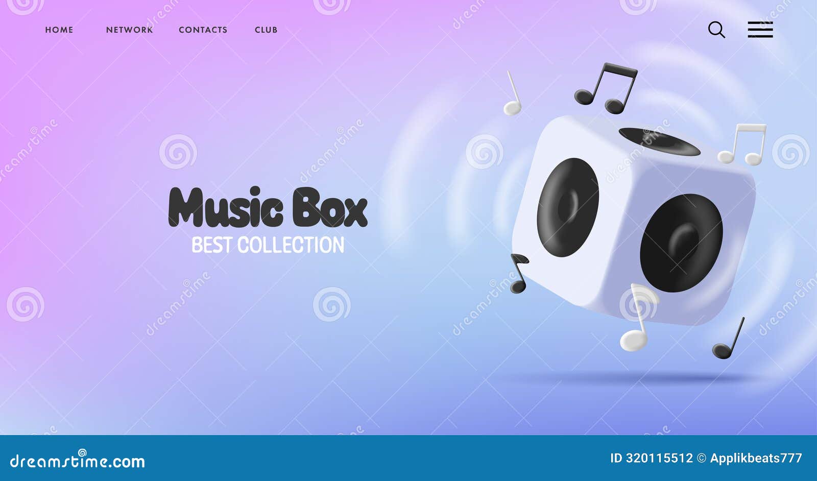 Music 3d Boom Box Column, Render Style Cube with Sound Amplifyer and ...