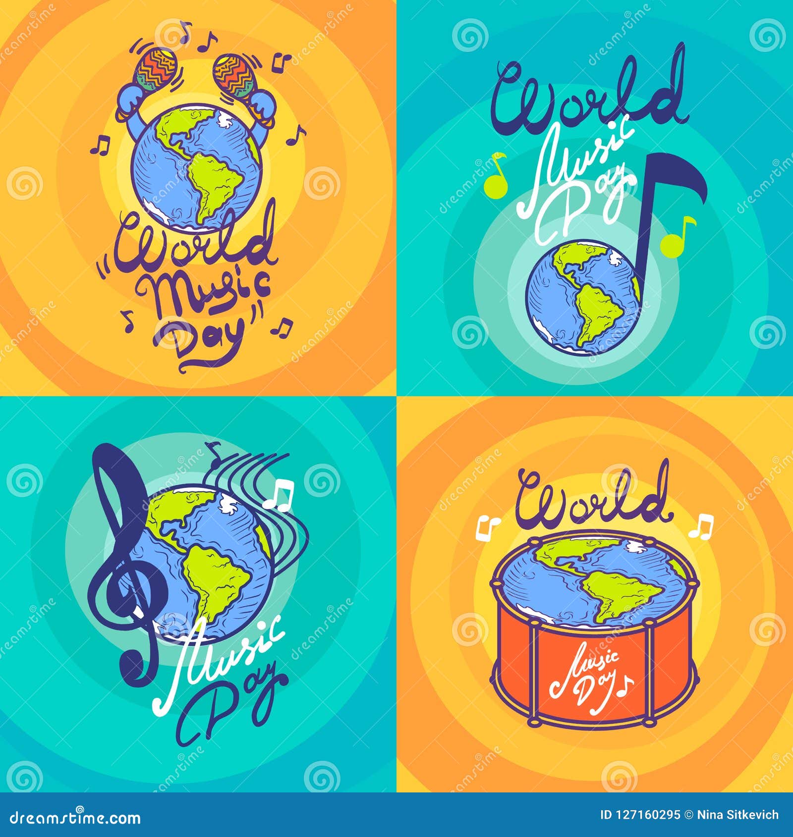 Music Day Banner Set, Hand Drawn Style Stock Vector - Illustration of ...