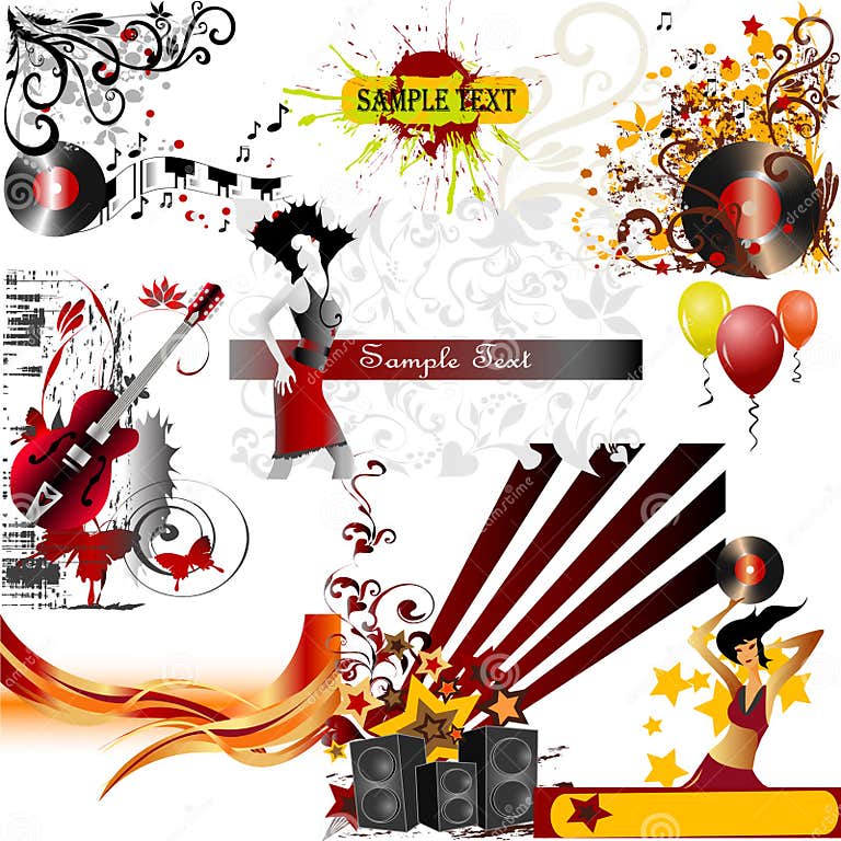 Music design elements stock vector. Illustration of orange - 5535717