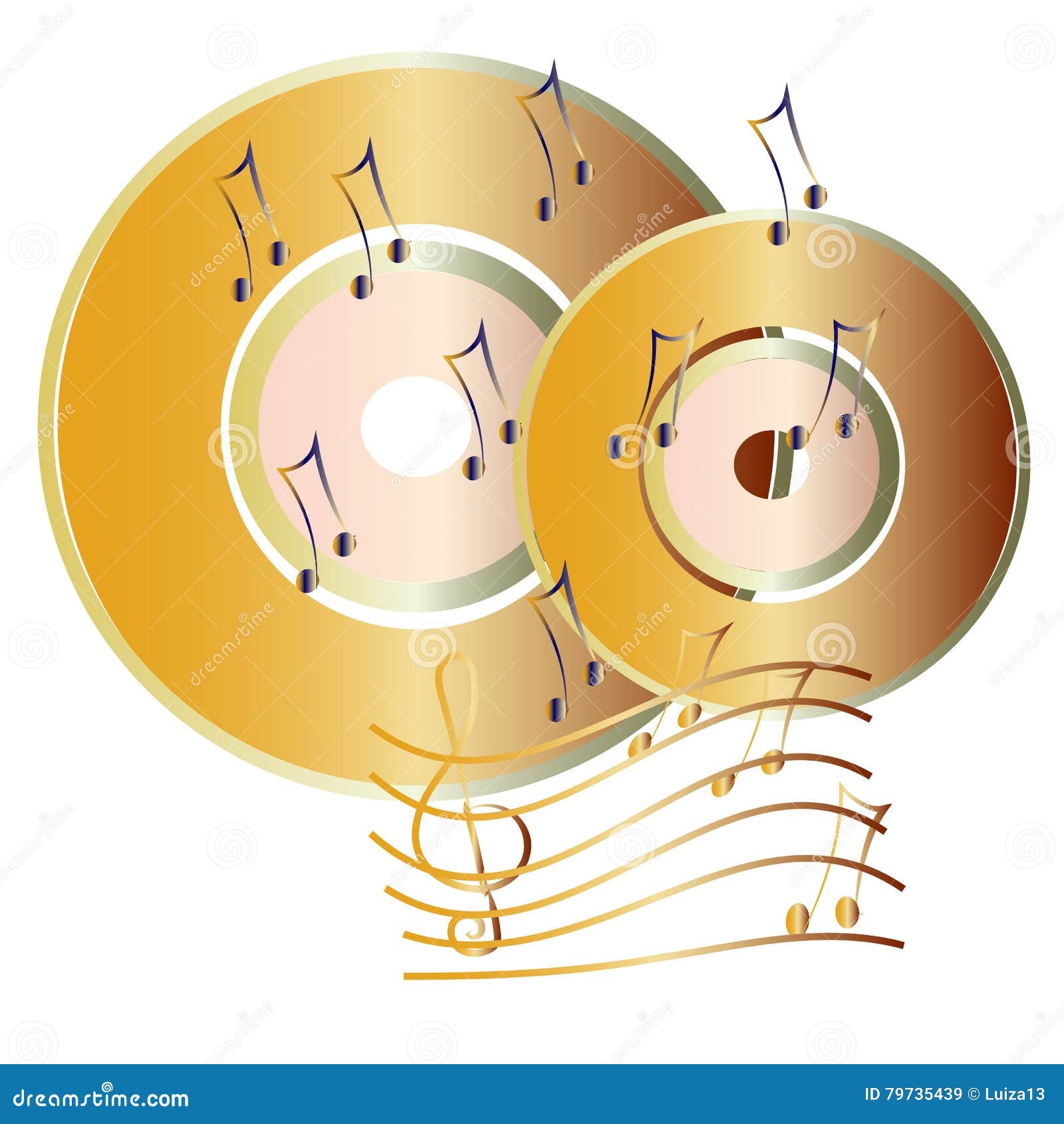 Music disc with notes stock illustration. Illustration of clef - 79735439