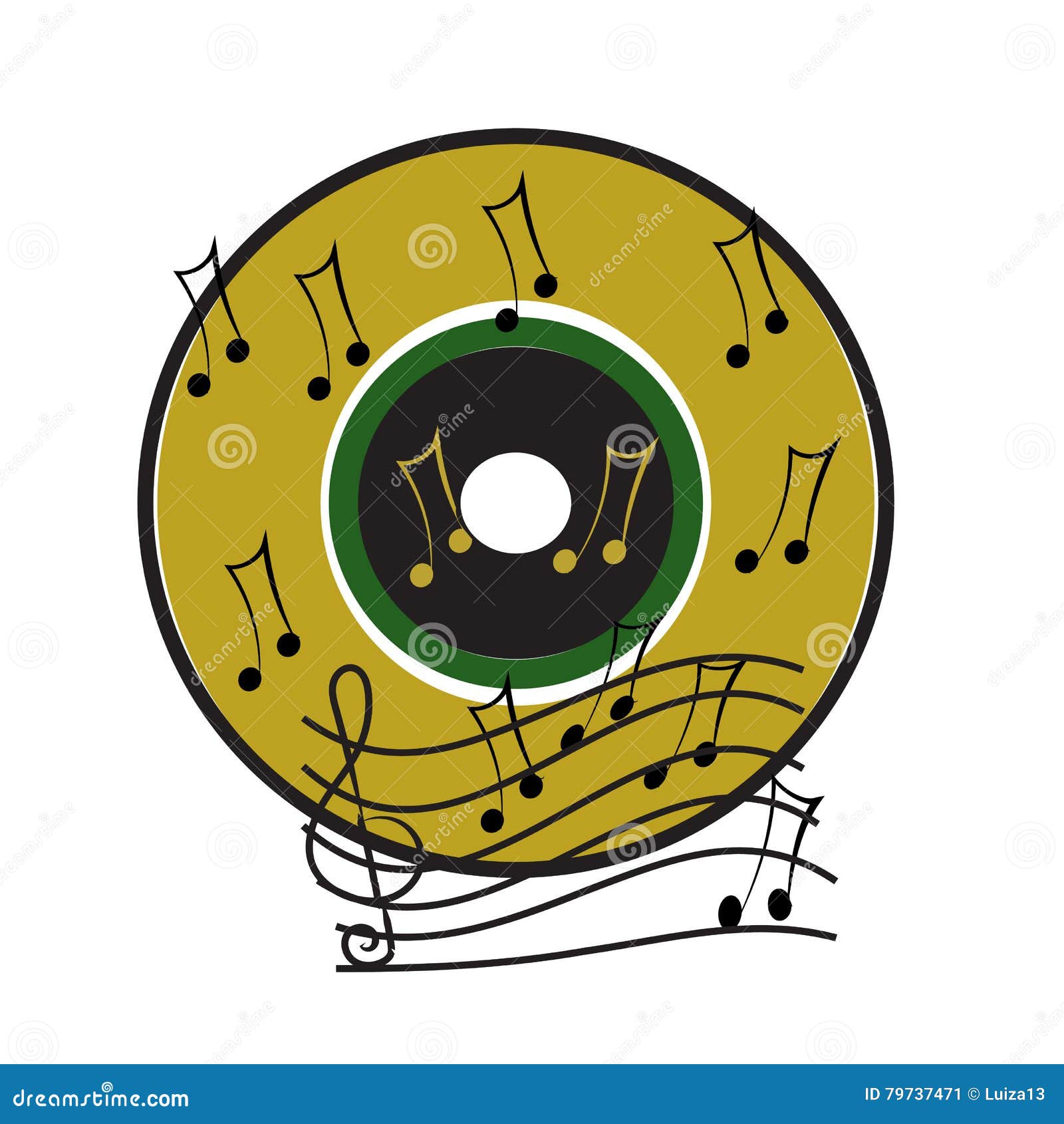 Music disc with notes stock illustration. Illustration of digital ...