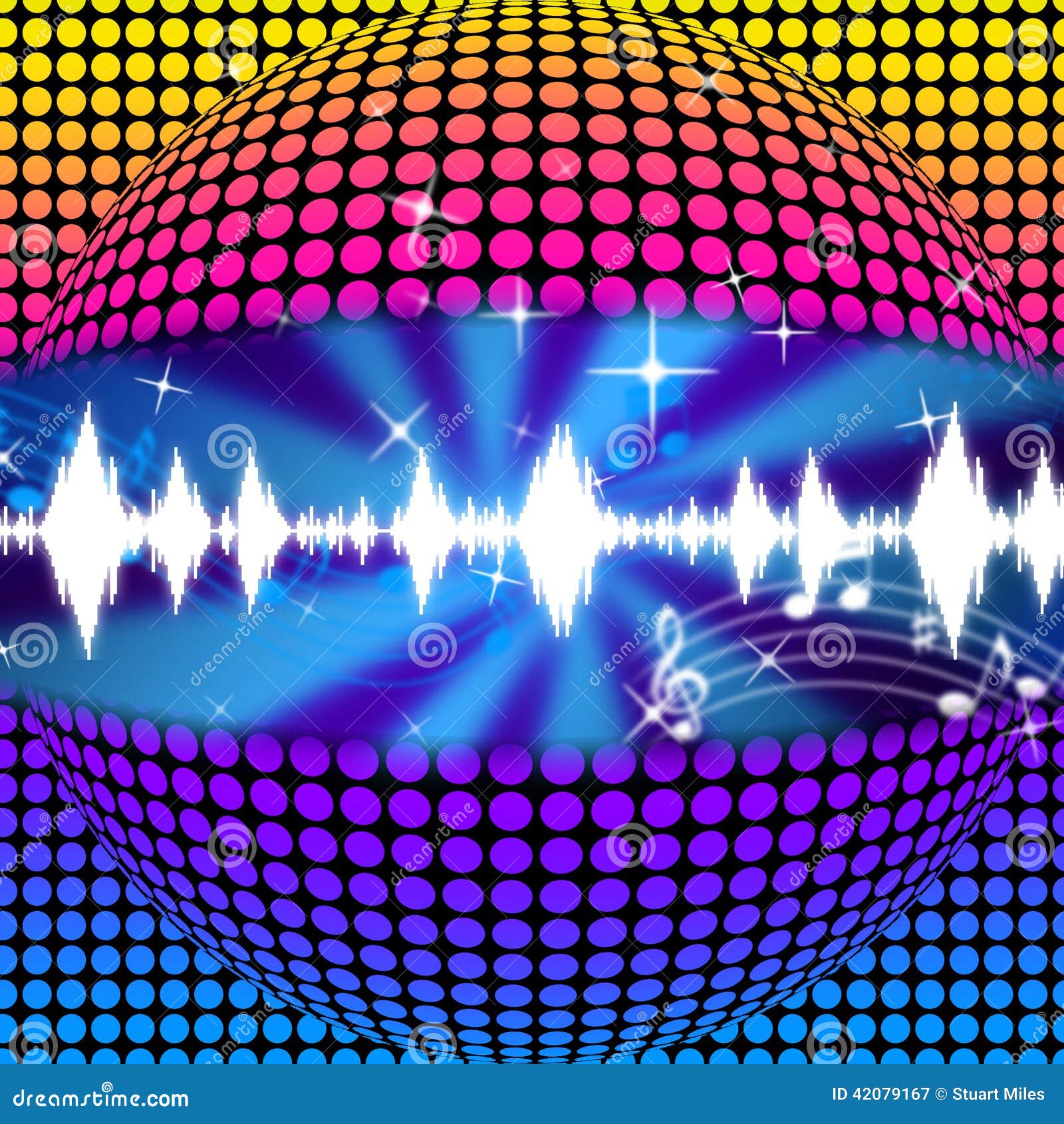 Music Disco Ball Background Means Soundwaves and Partying Stock ...