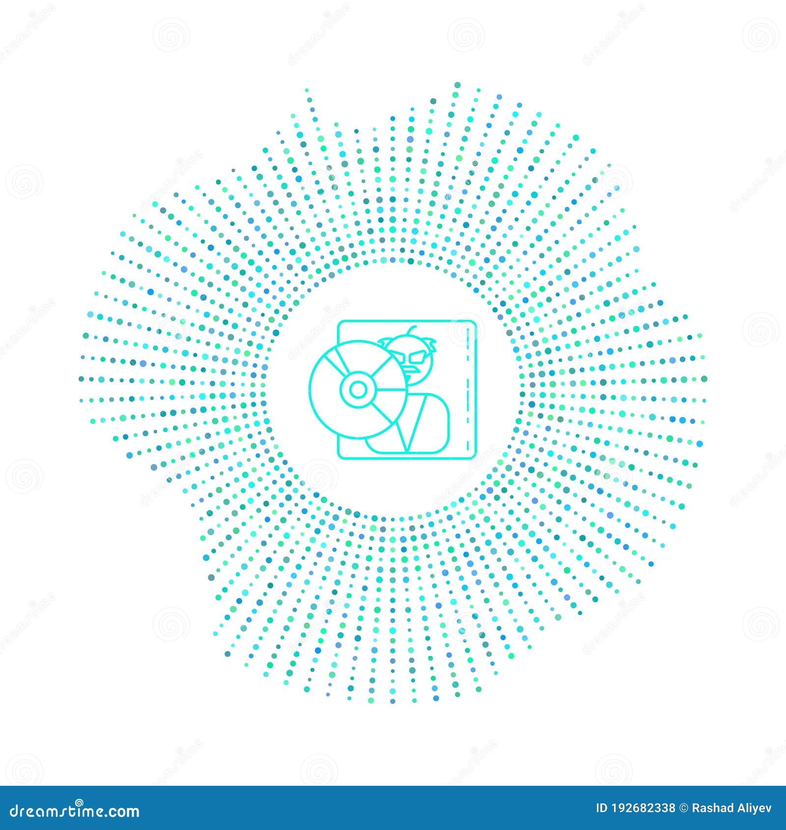 Music Disk in Badge with Blue Dots Stock Vector - Illustration of ...