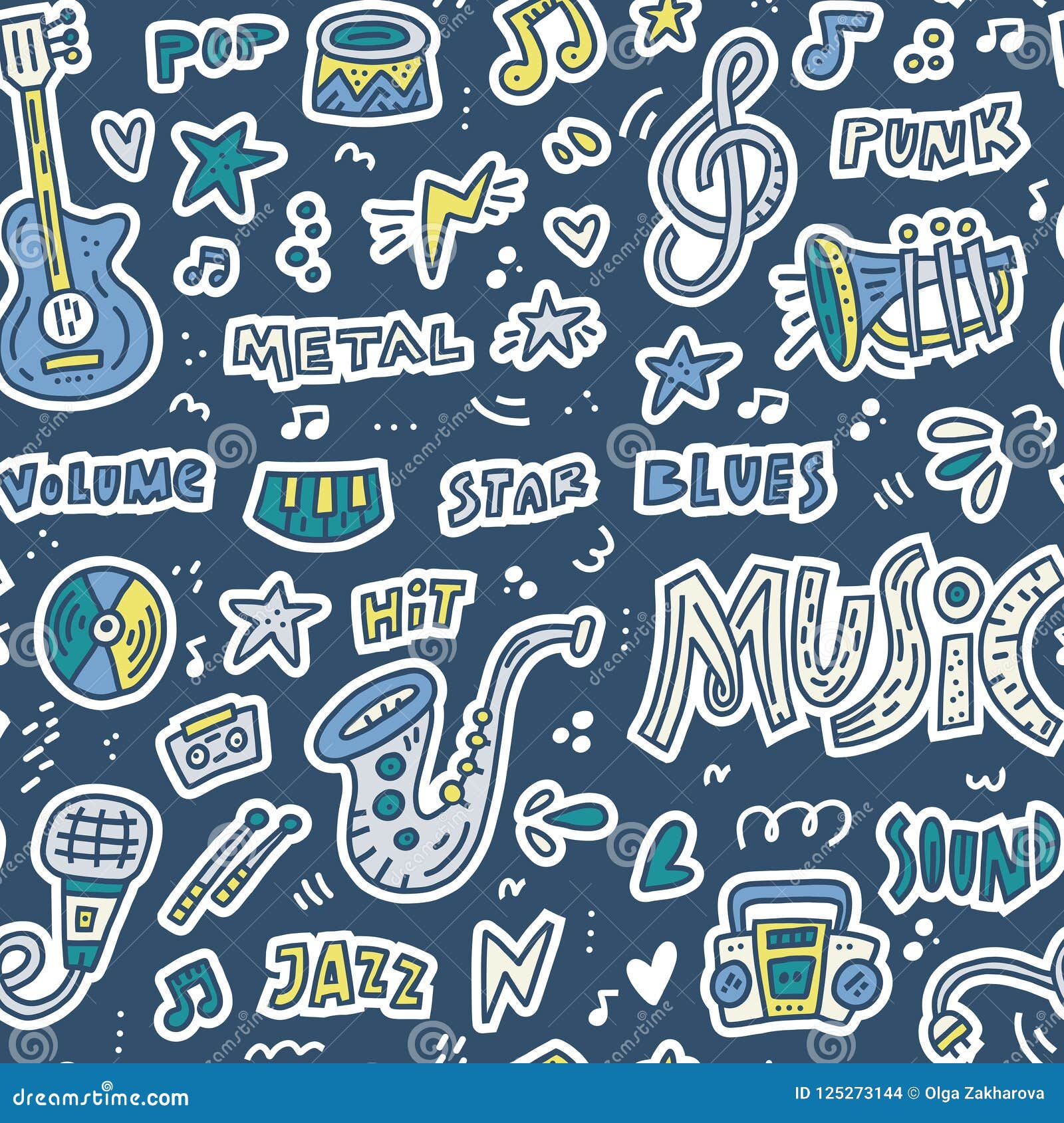 Music doodle illustration stock vector. Illustration of concept - 125273144