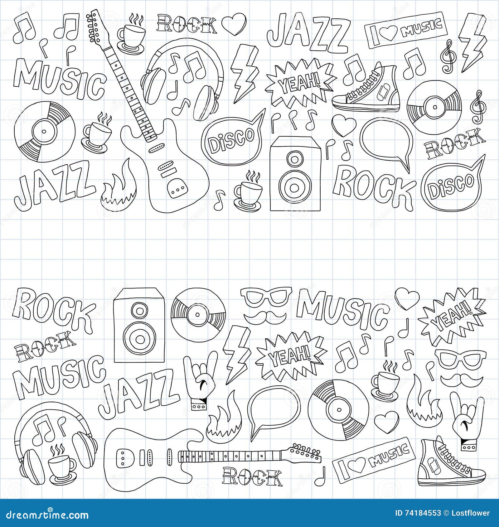 Music doodle vector set stock vector. Illustration of jazz - 74184553
