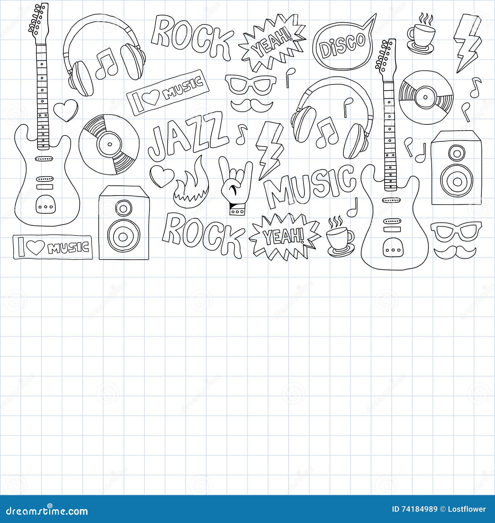 Music doodle vector set stock vector. Illustration of icon - 74184989