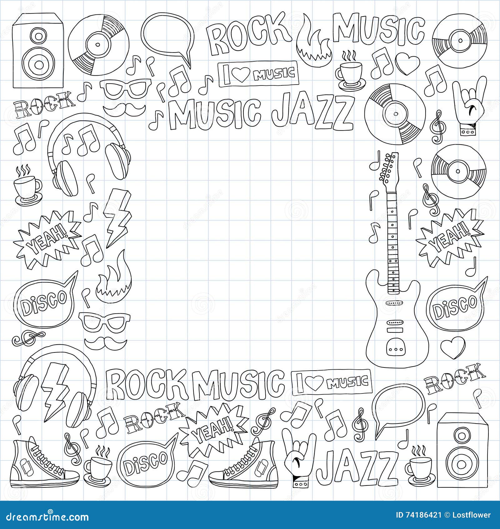 Music doodle vector set stock vector. Illustration of melody - 74186421
