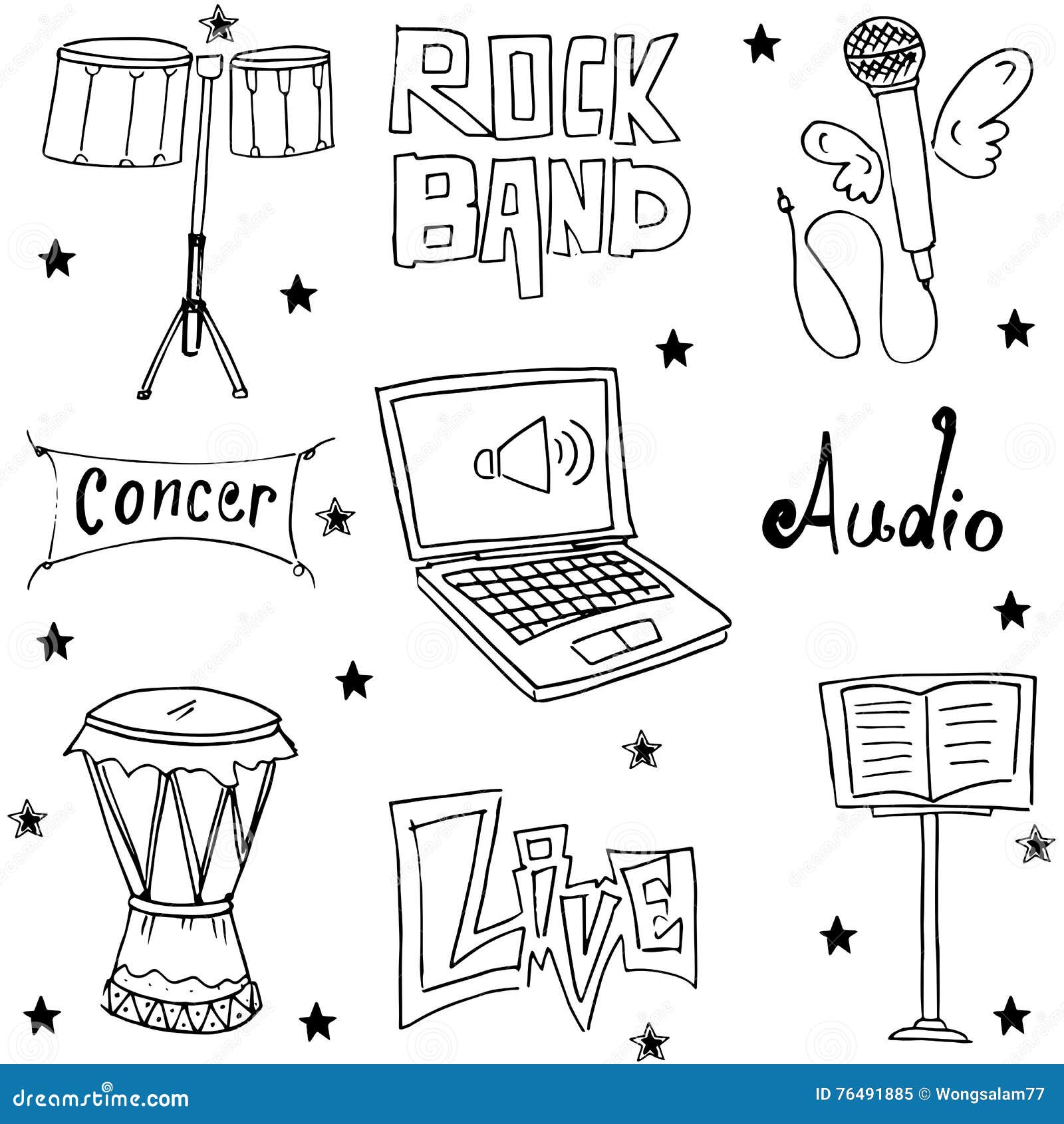 Music Doodles Set Hand Draw Stock Vector - Illustration of drawing ...