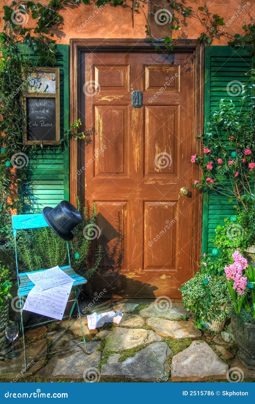 Music door stock photo. Image of france, musician, flowers - 2515786