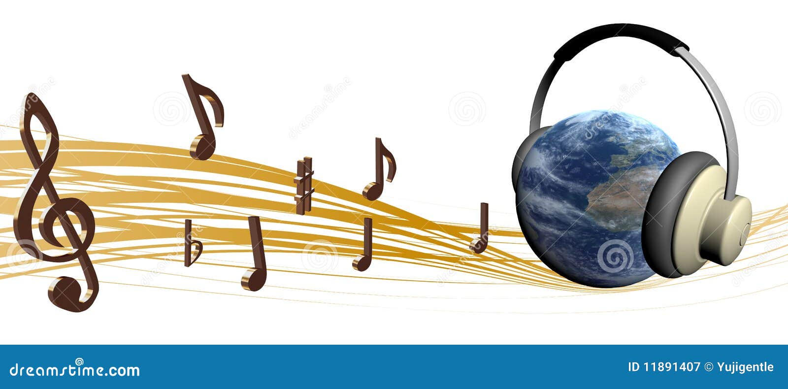 Music with earth stock illustration. Illustration of headphone - 11891407