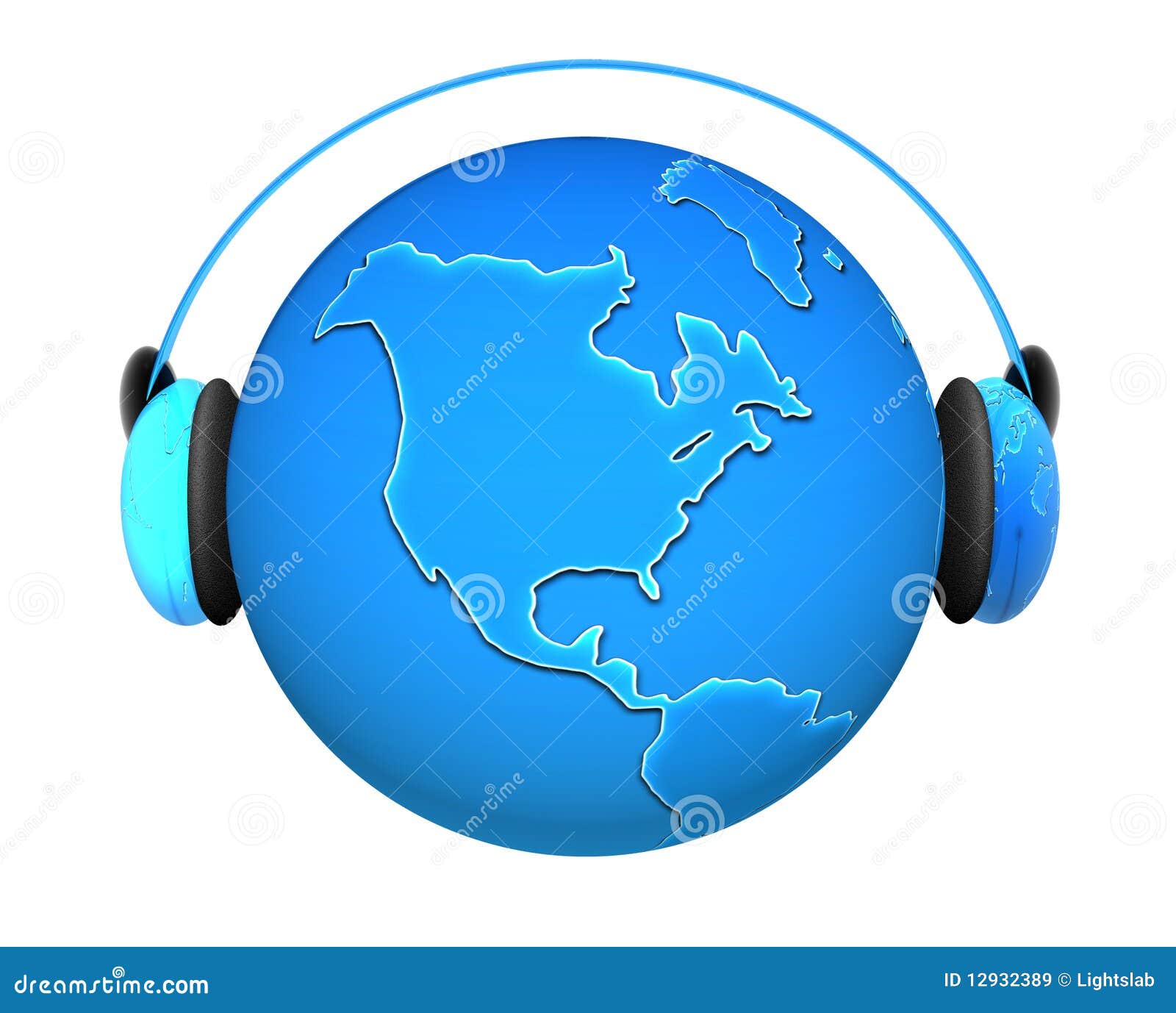 Music Earth with Headphones Stock Illustration - Illustration of music ...