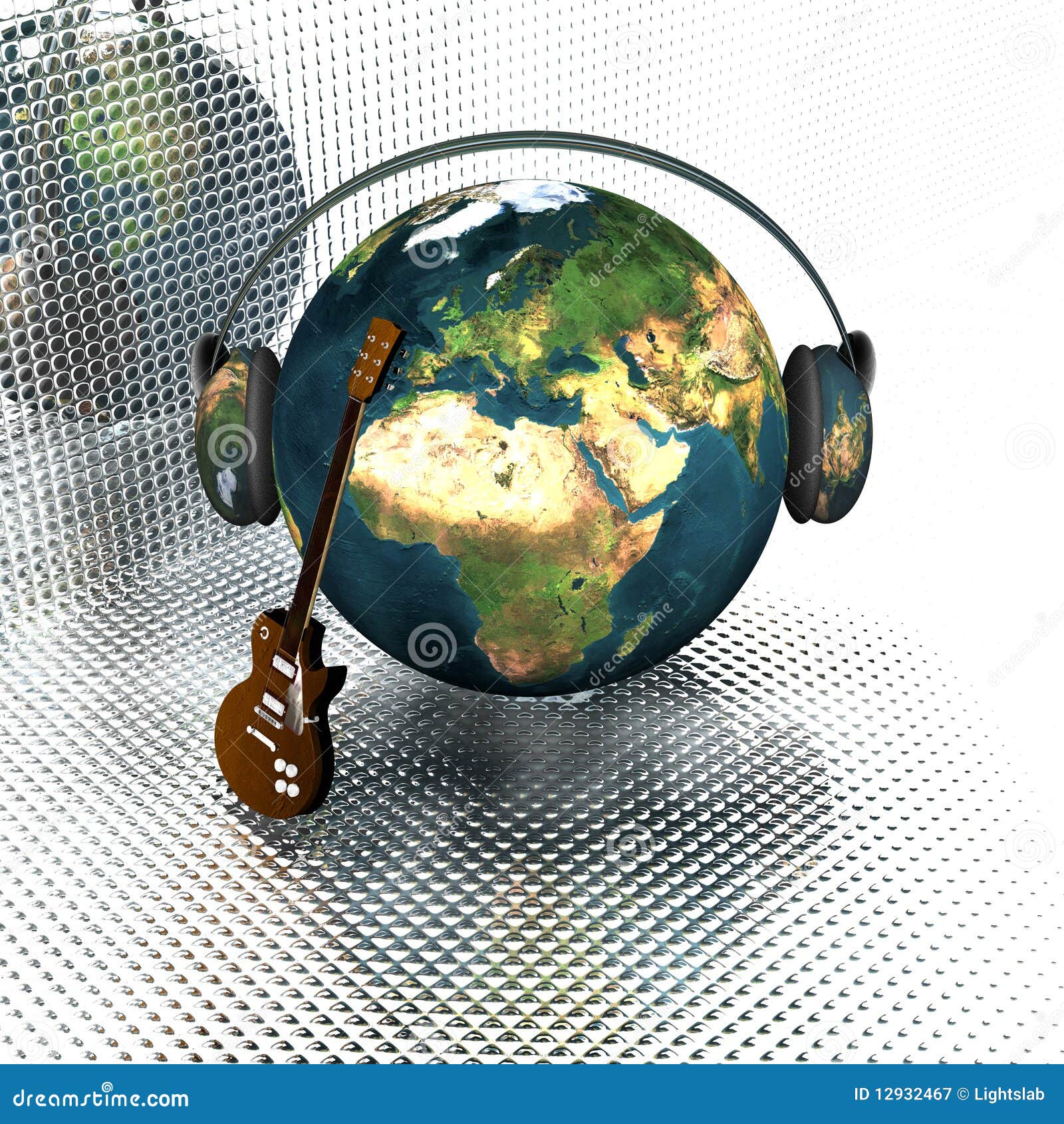Music Earth with Headphones Stock Illustration - Illustration of ...