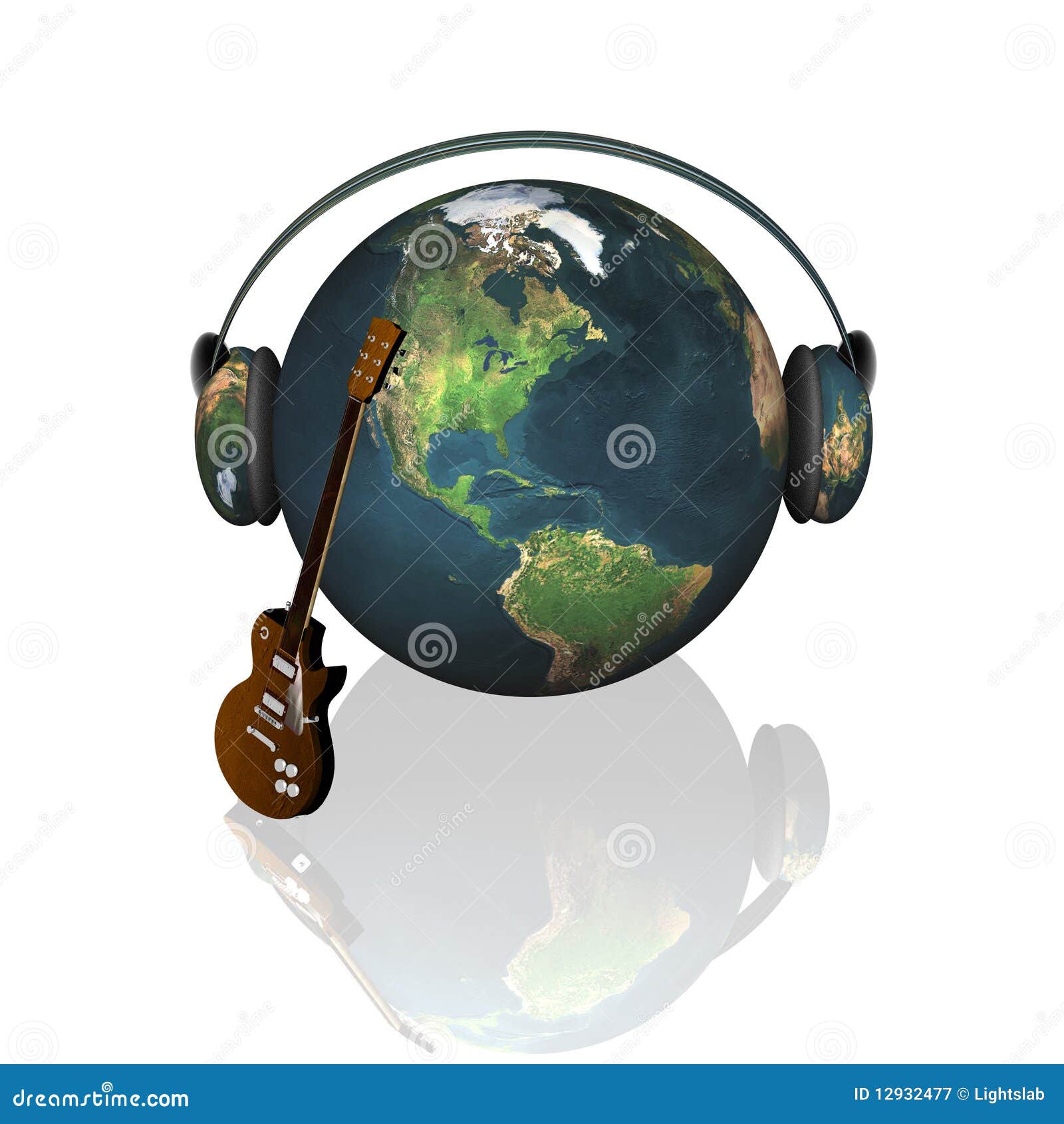 Music Earth with Headphones Stock Illustration - Illustration of wave ...