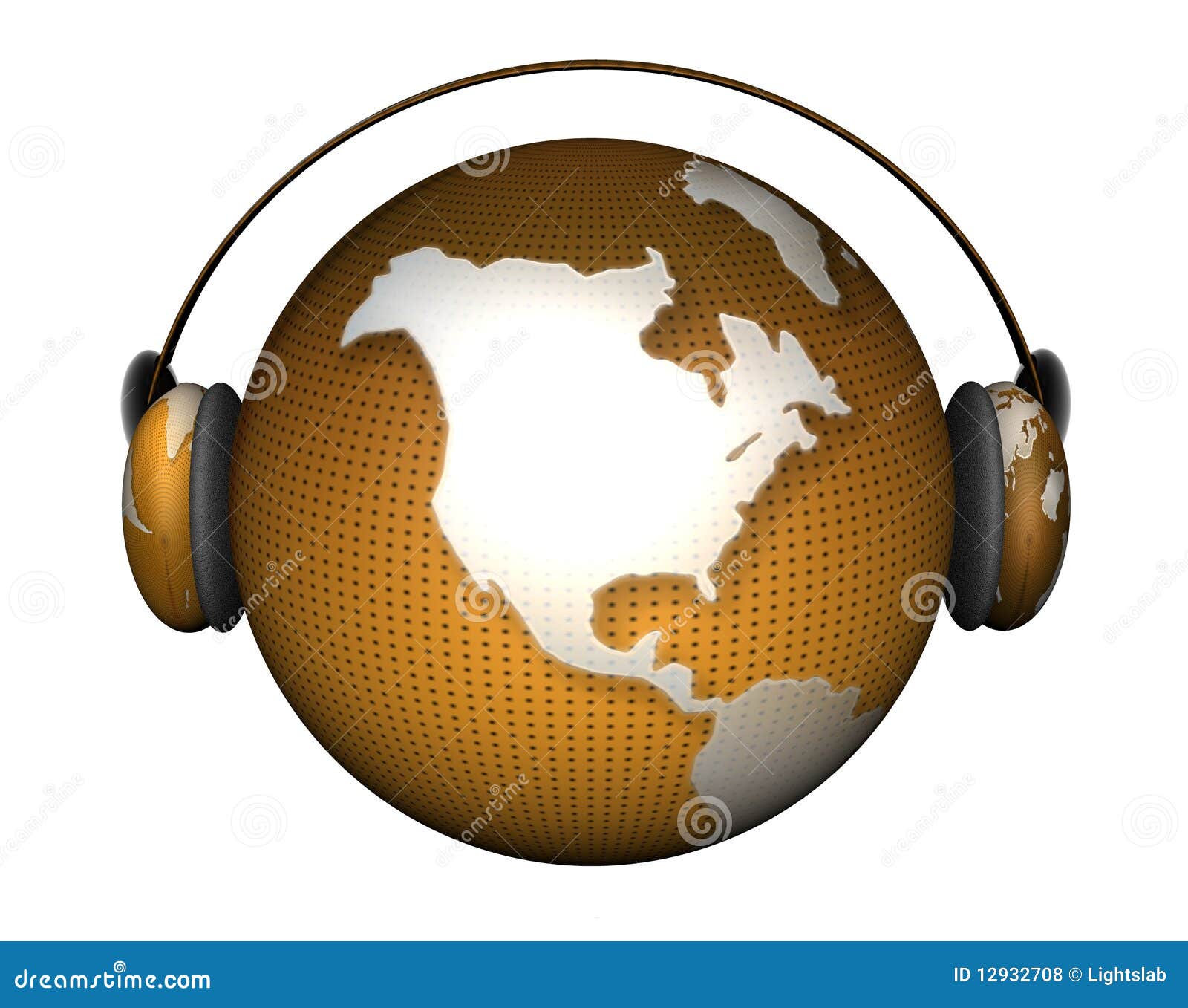 Music Earth with Headphones Stock Illustration - Illustration of ...