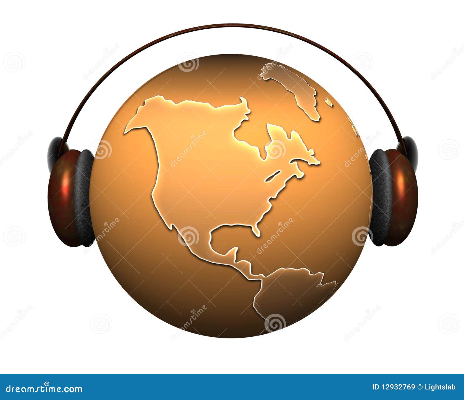 Music Earth with Headphones Stock Illustration - Illustration of ...