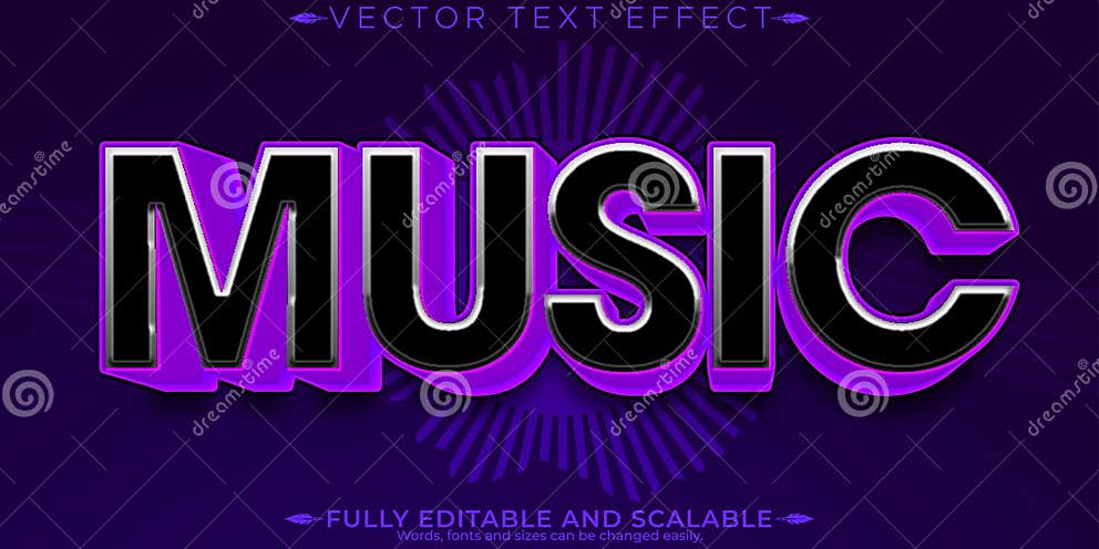 Music Editable Text Effect, Editable Sound and Melody Text Style Stock ...