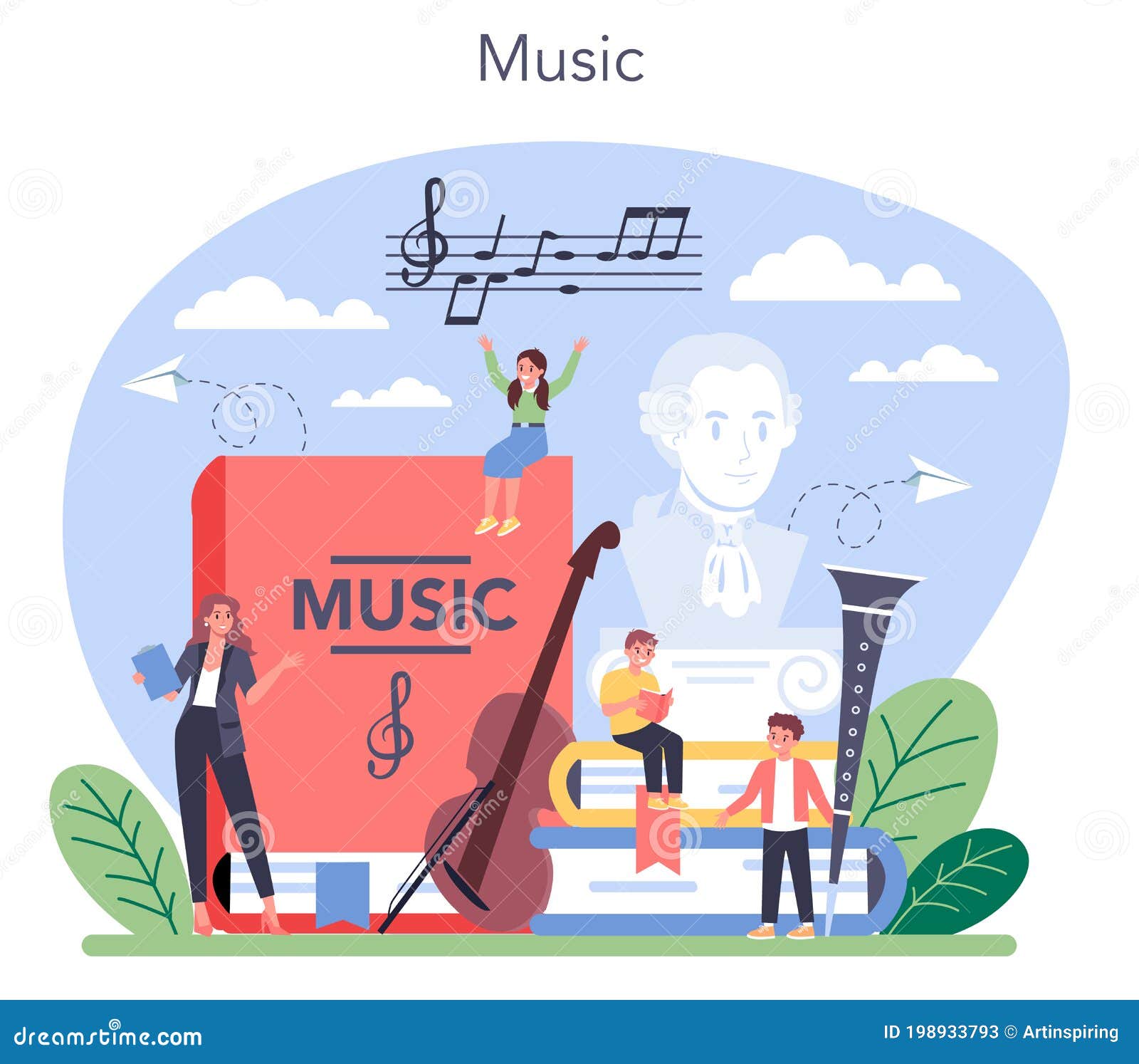 Music Education Course. Young Performer Playing Music Stock Vector ...