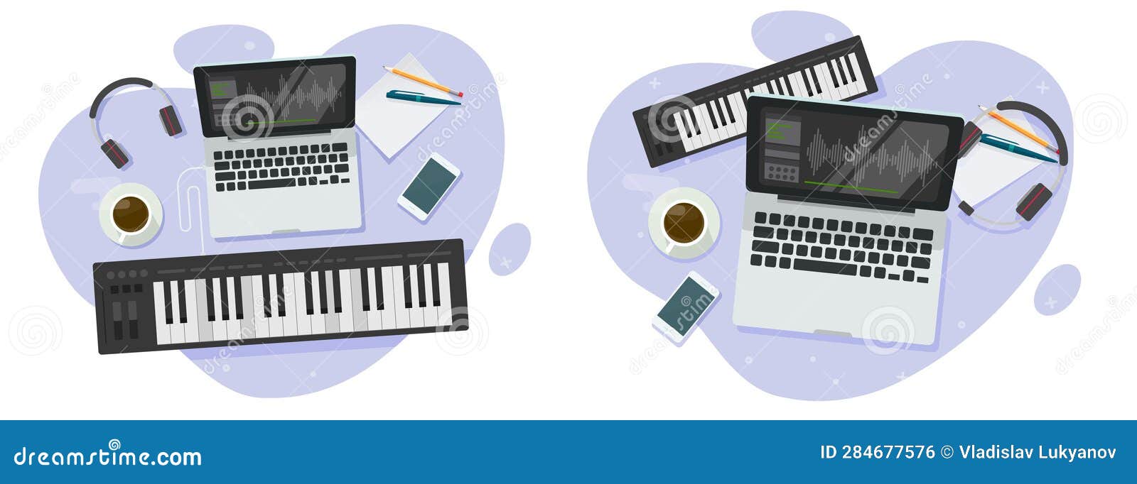 Music Electronic Studio Production Record Work Desk Vector Graphic ...