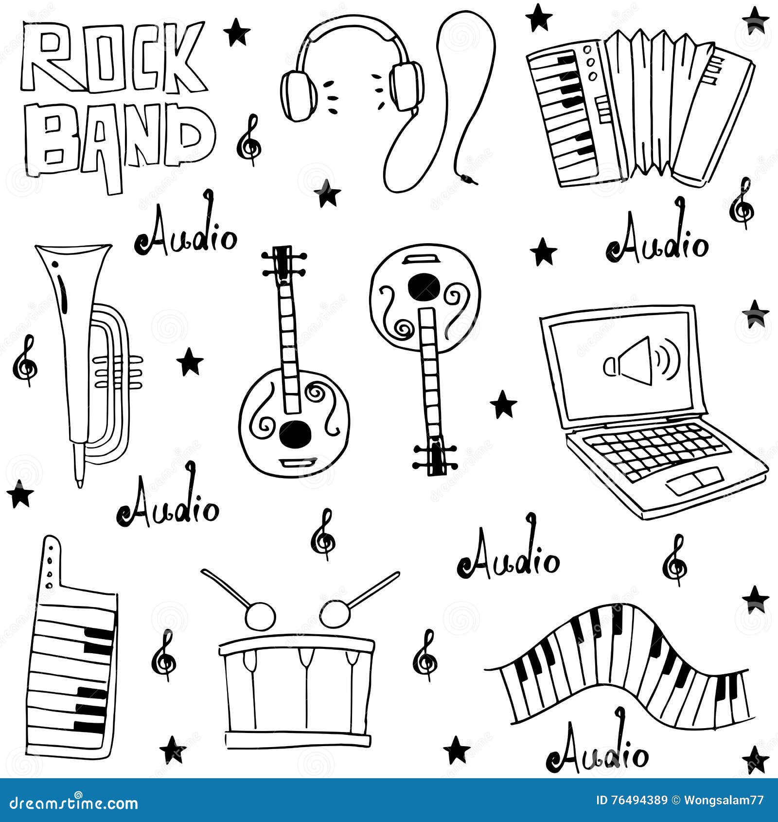 Music Element Doodles Pack Hand Draw Stock Vector - Illustration of ...