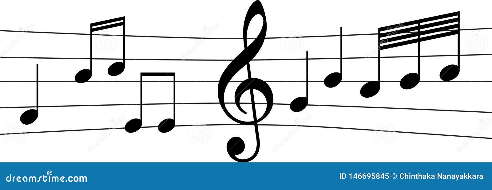 Music Elements Treble Clef Black & White Music Sheet Stock Vector ...